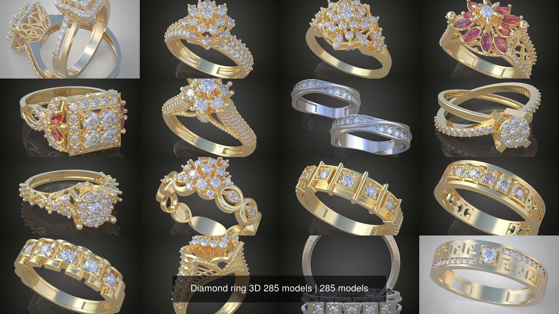 Diamond ring 3D 285 models 3D Model Collection | CGTrader