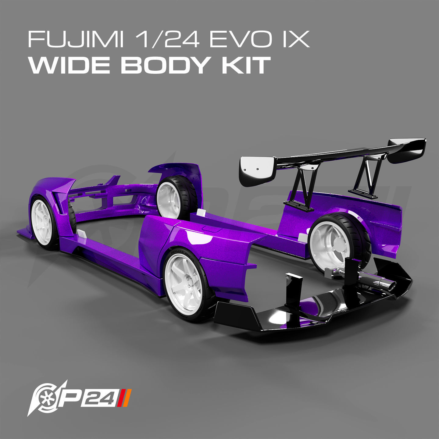 Fujimi Mitsubishi Evo IX custom wide body kit 3D model 3D printable ...
