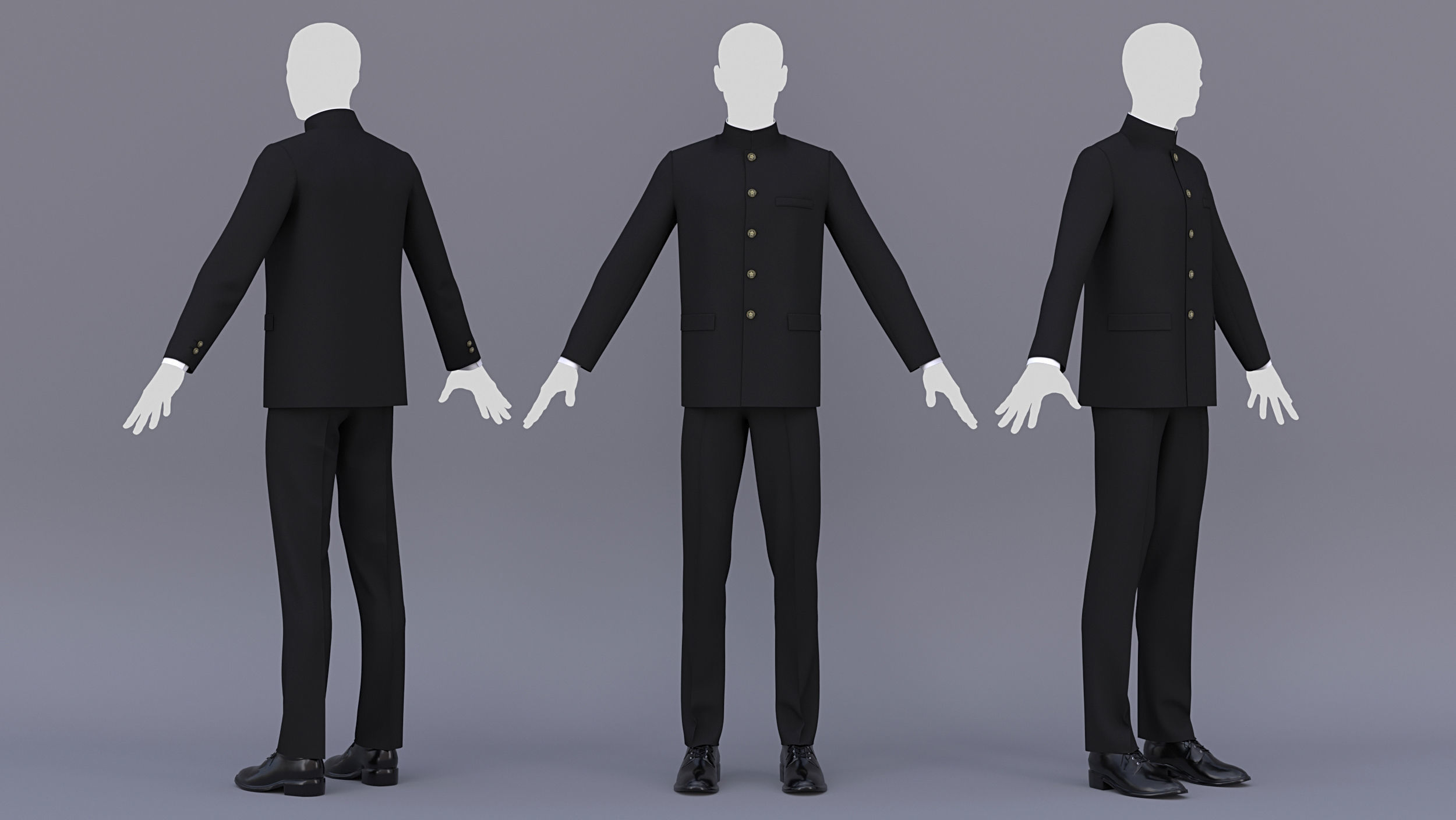 Japanese School Uniform for Male and Female 3D model | CGTrader