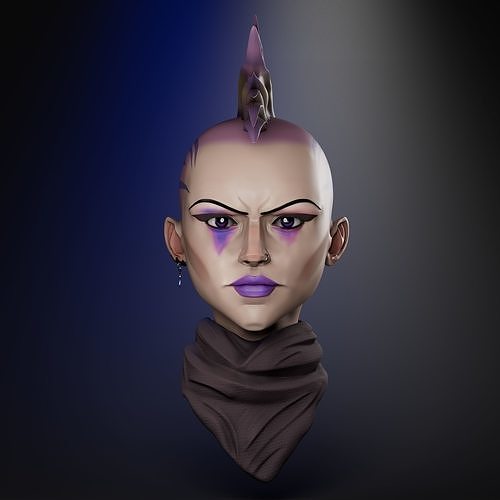 Cyberpunk girls head 3D model 3D printable | CGTrader
