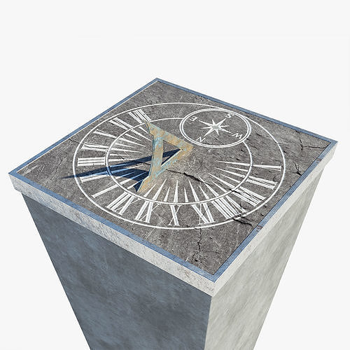 Chiselled Stone Sundial And Concrete Plinth 3D model | CGTrader