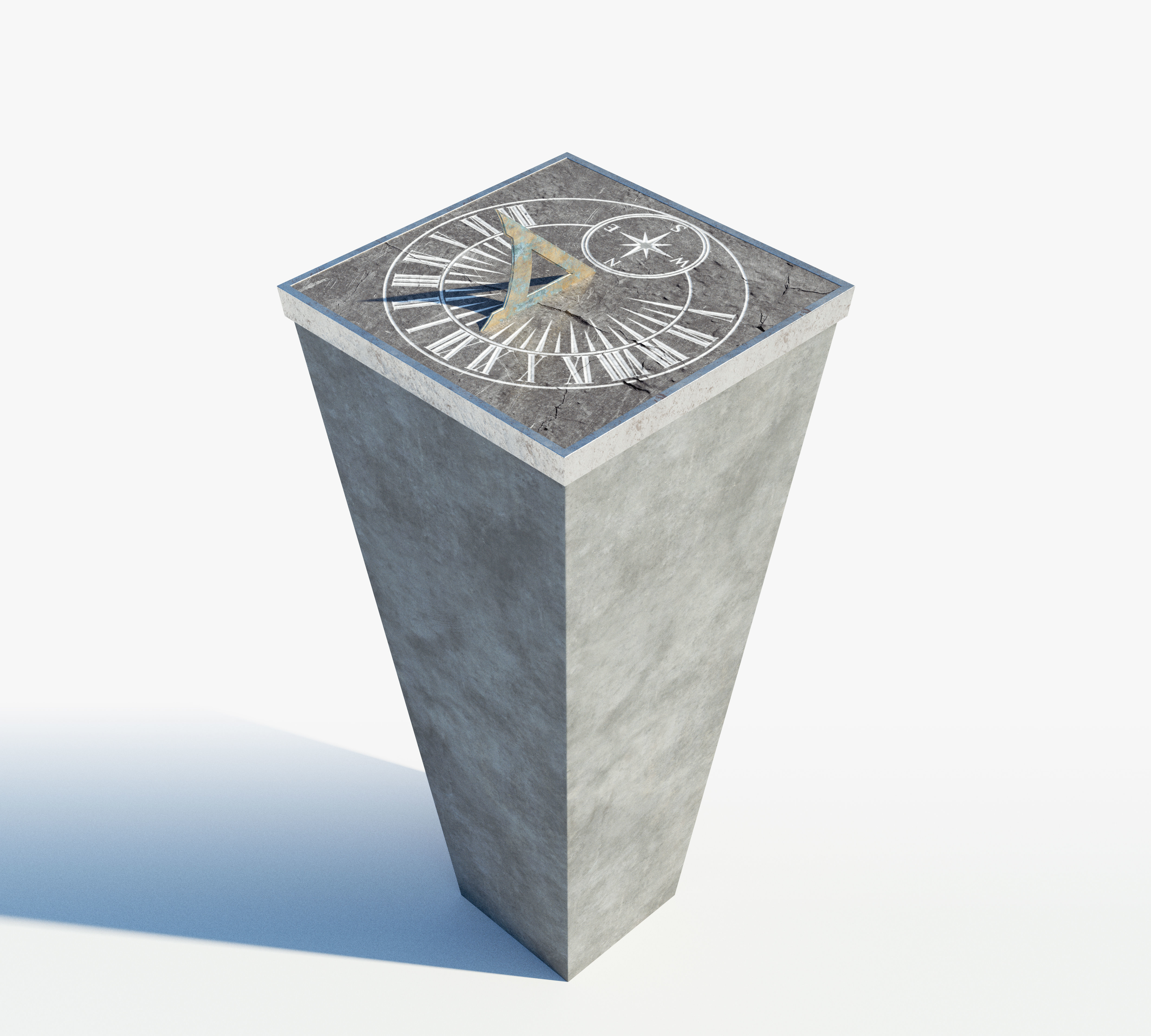 Chiselled Stone Sundial And Concrete Plinth 3D model | CGTrader