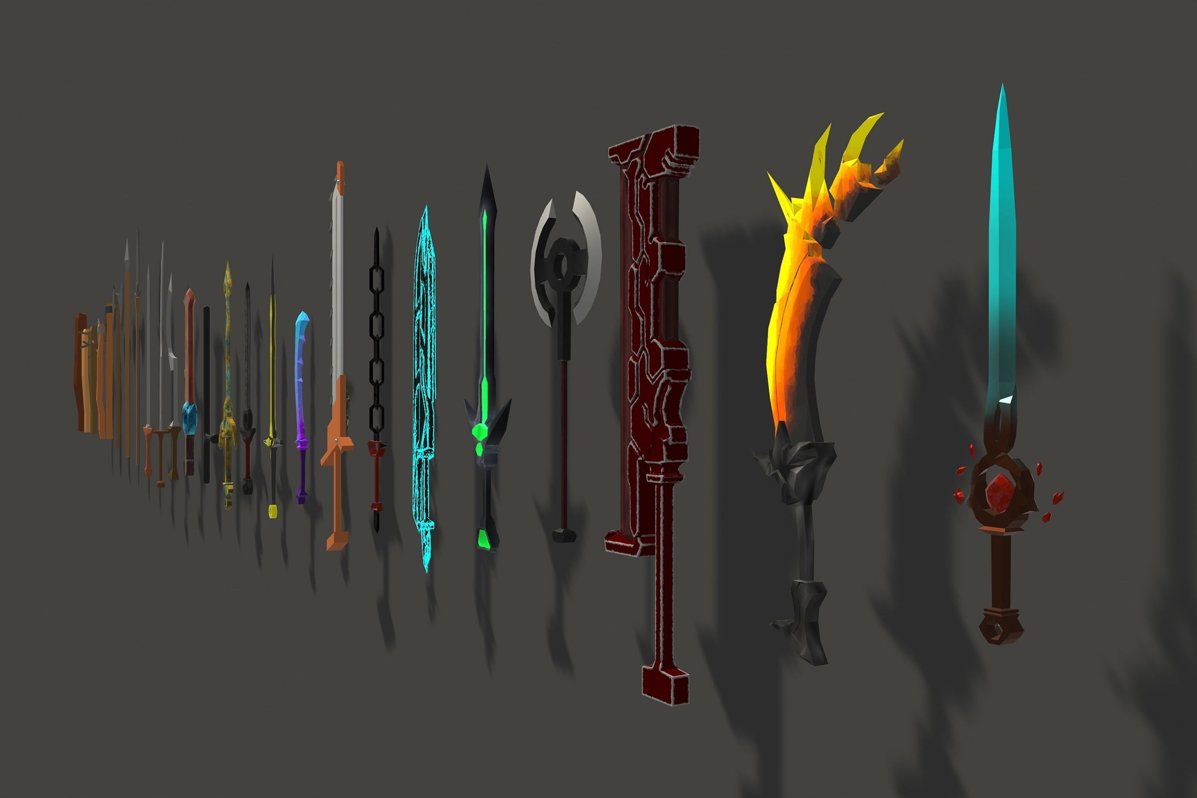 3D model Fantasy Low Poly Weapons Pack VR / AR / low-poly | CGTrader