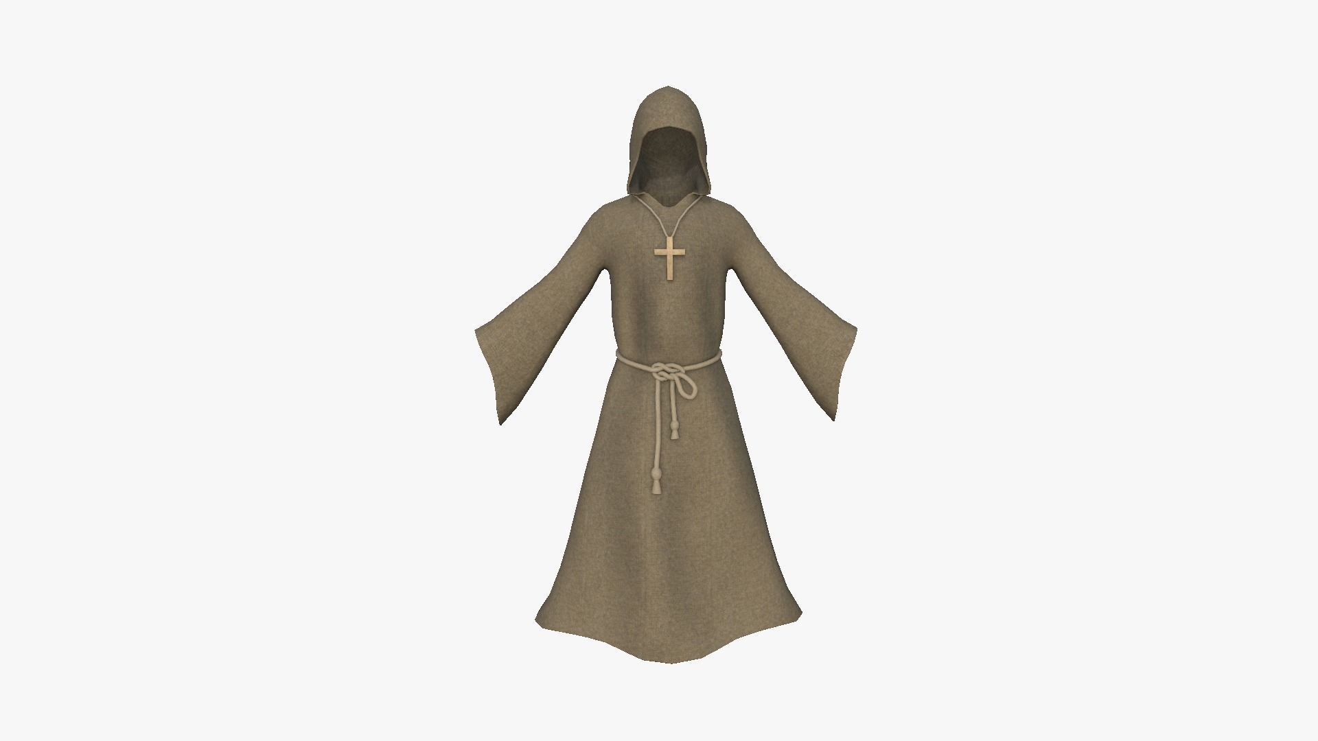 3D model Priest Outfit A01 Dark Brown - Character Clothing Design VR ...
