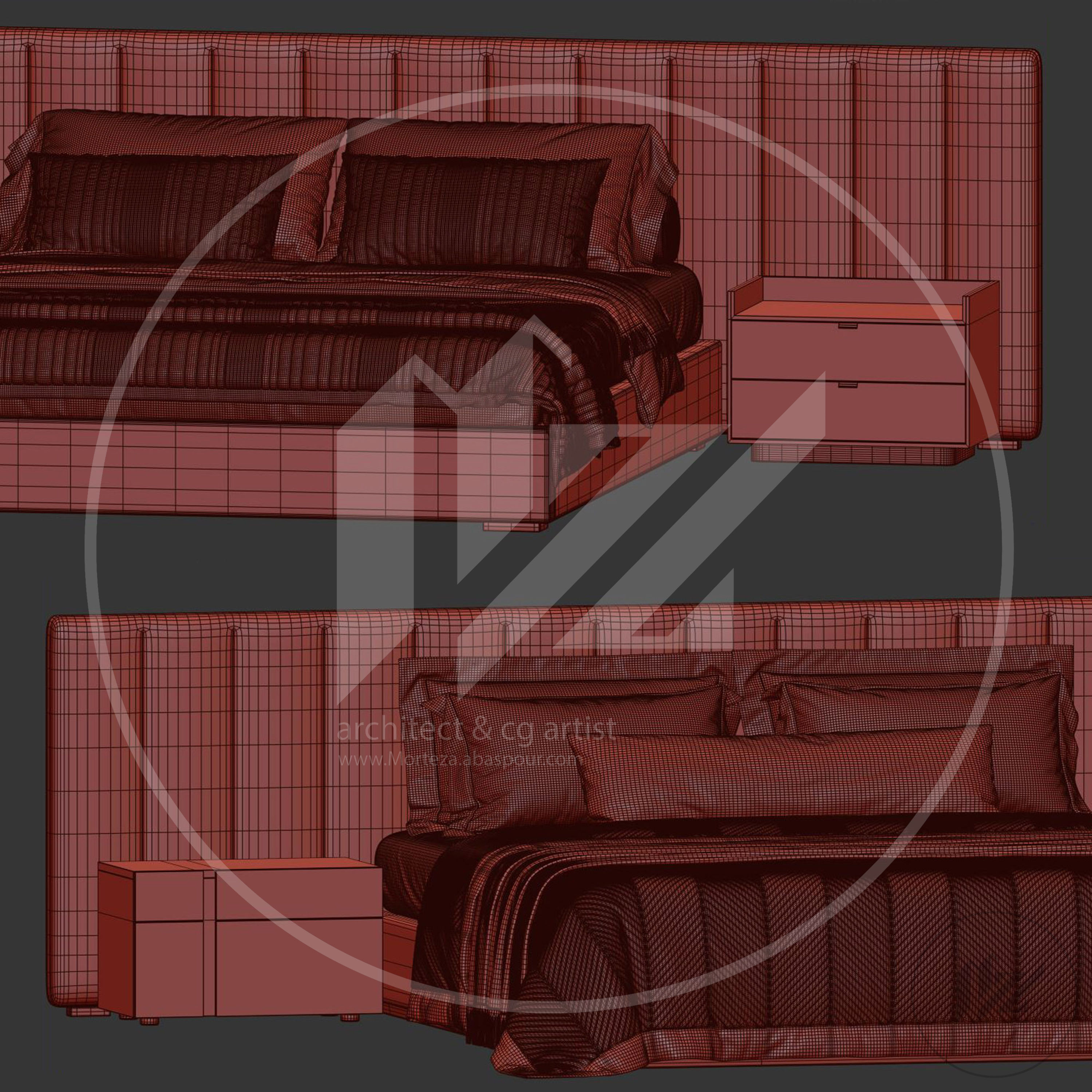 RH MODENA PANEL VERTICAL Bed 3D model | CGTrader