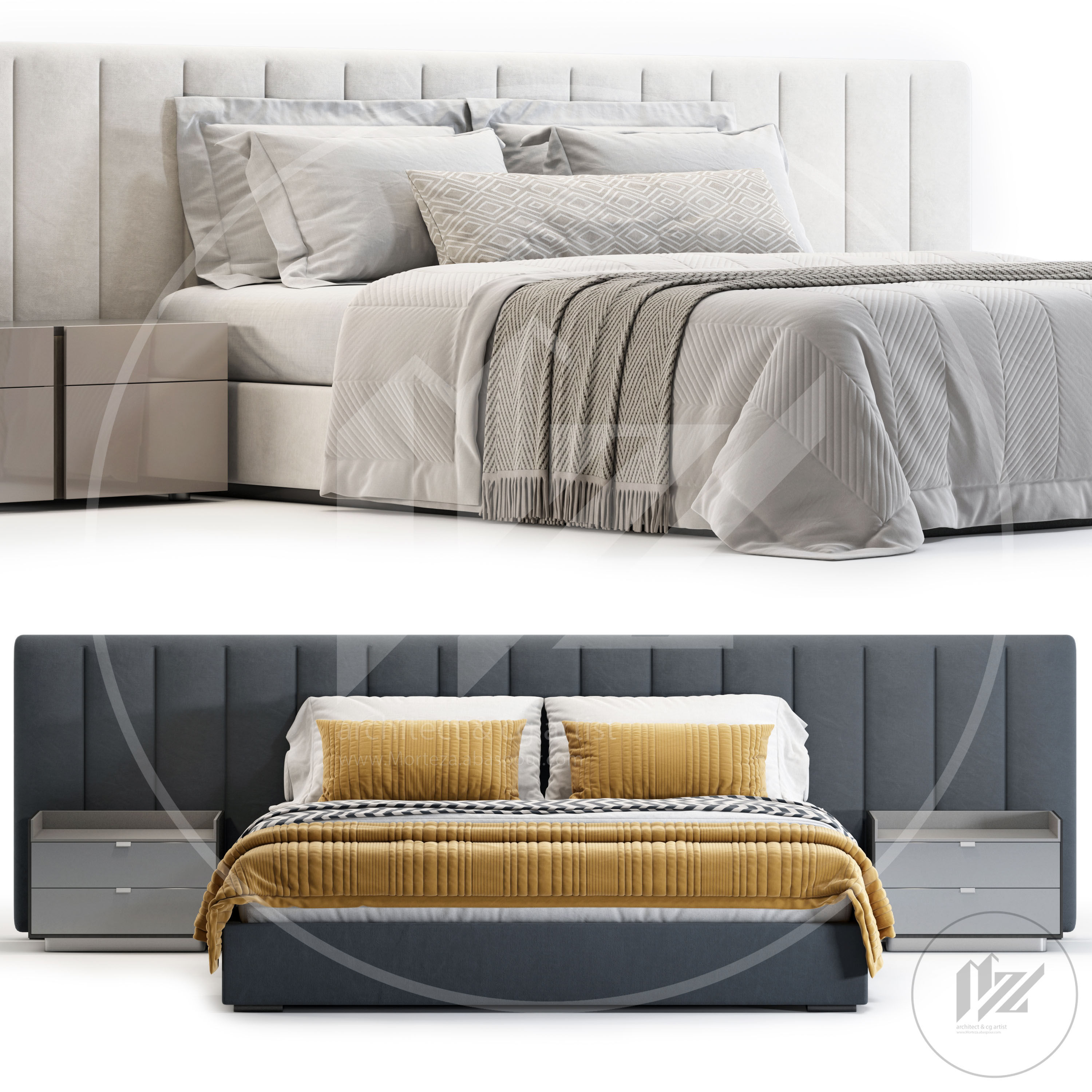 RH MODENA PANEL VERTICAL Bed 3D model | CGTrader