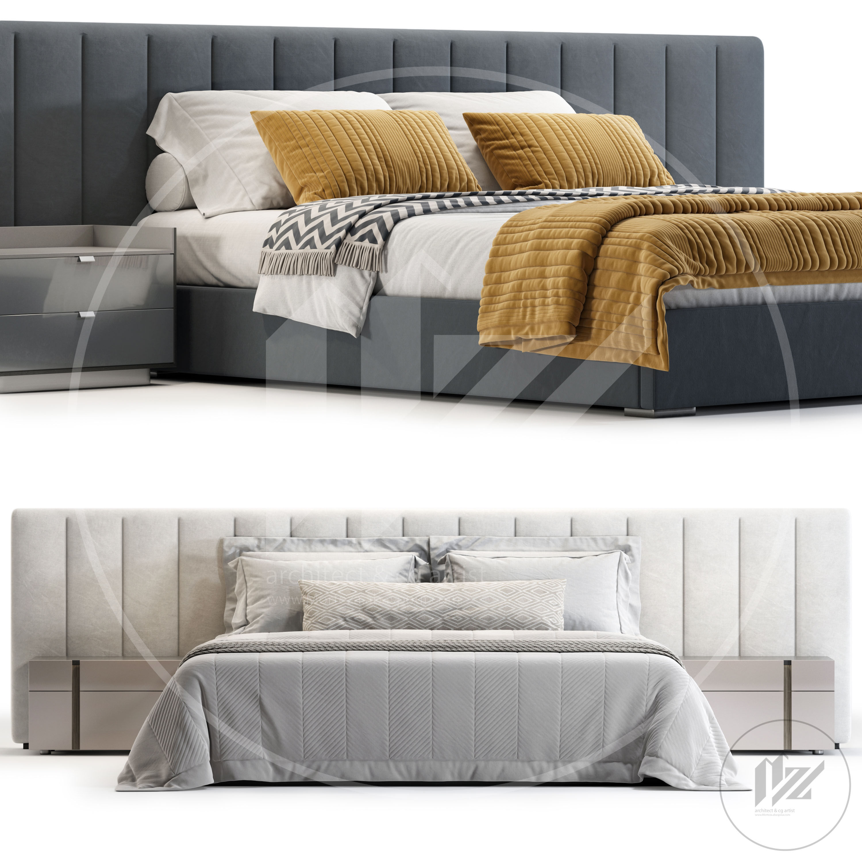 RH MODENA PANEL VERTICAL Bed 3D model | CGTrader