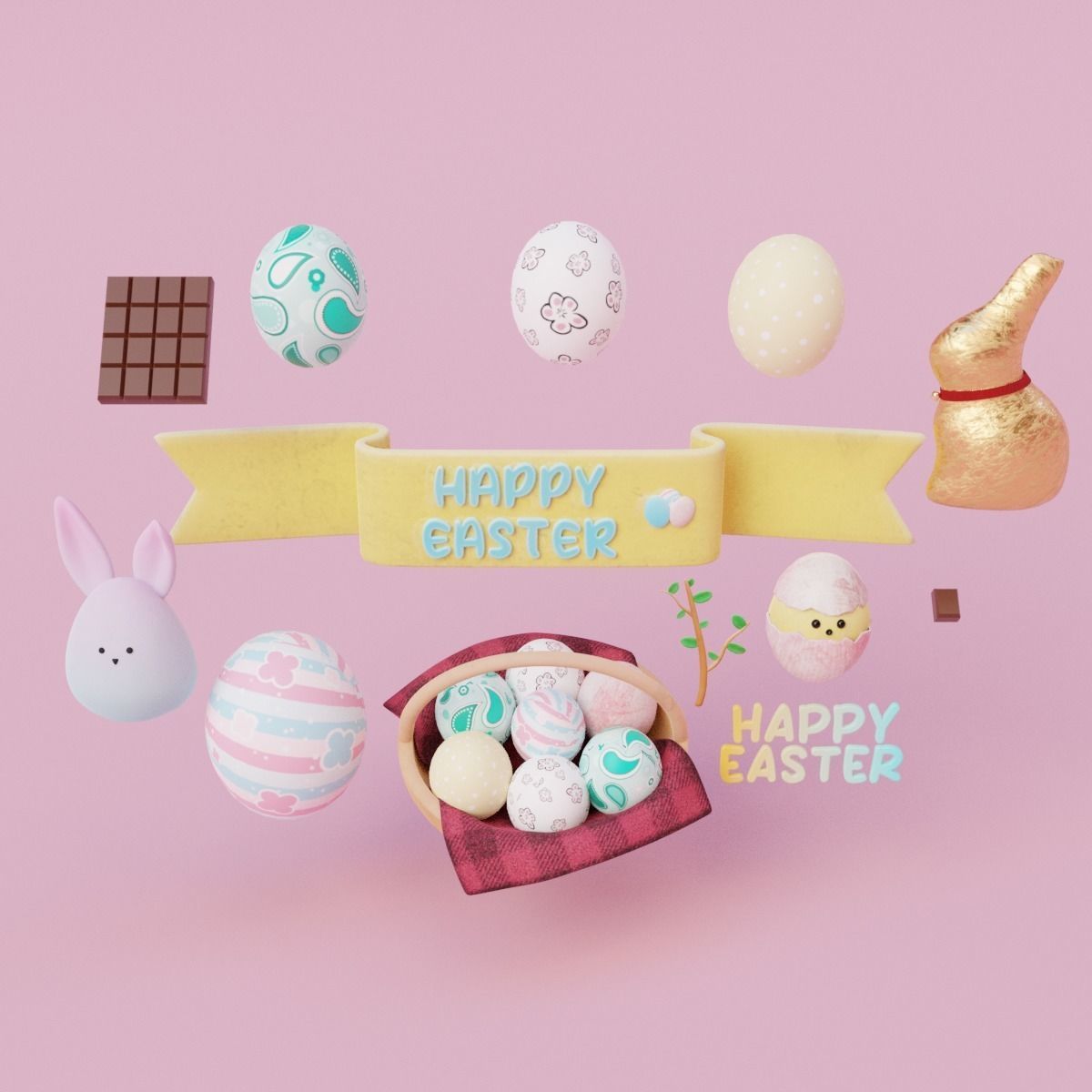 Easter Icons 3D model | CGTrader