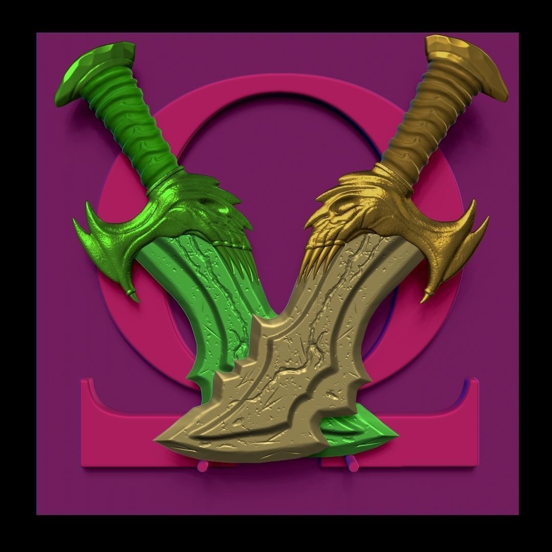KRATOS SWORD CHAOS AND WALL PLAQUE 02 3D model 3D printable | CGTrader