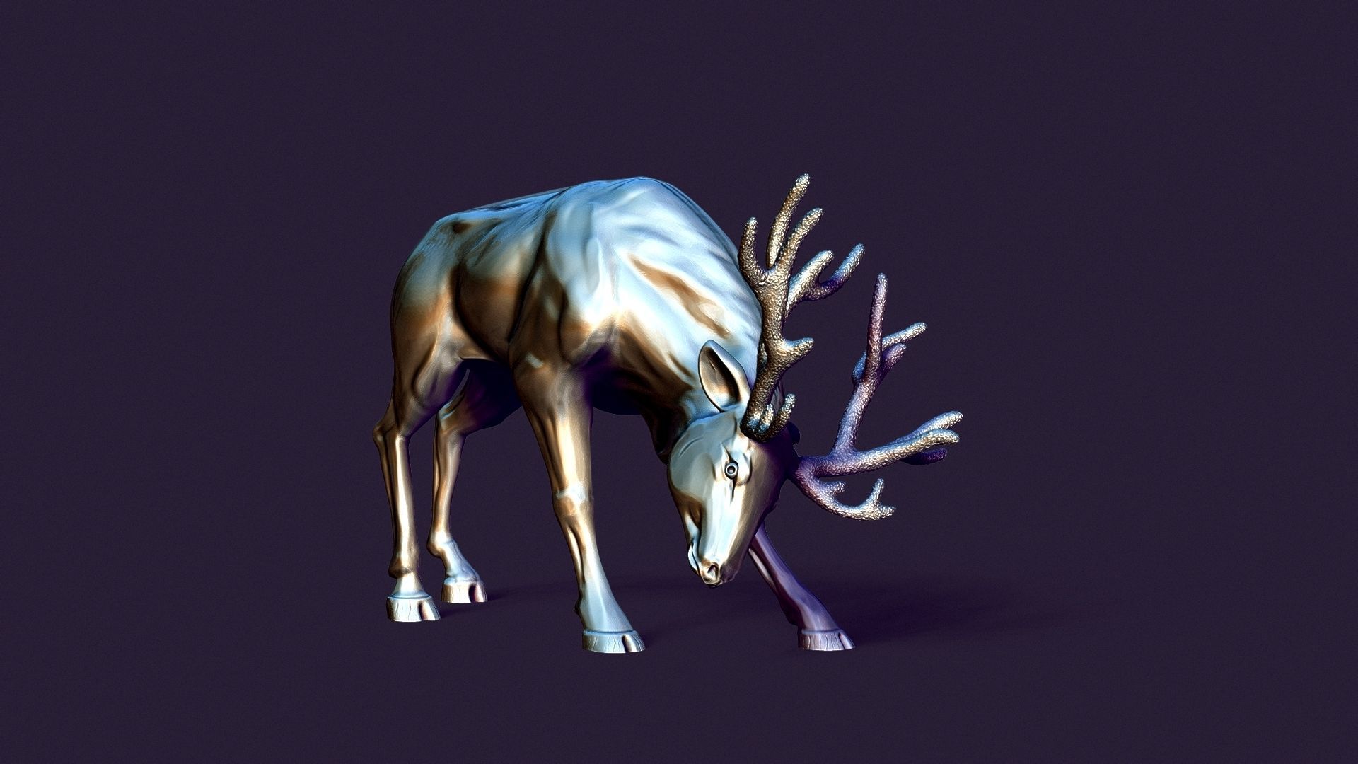 horned deer 3D model 3D printable | CGTrader