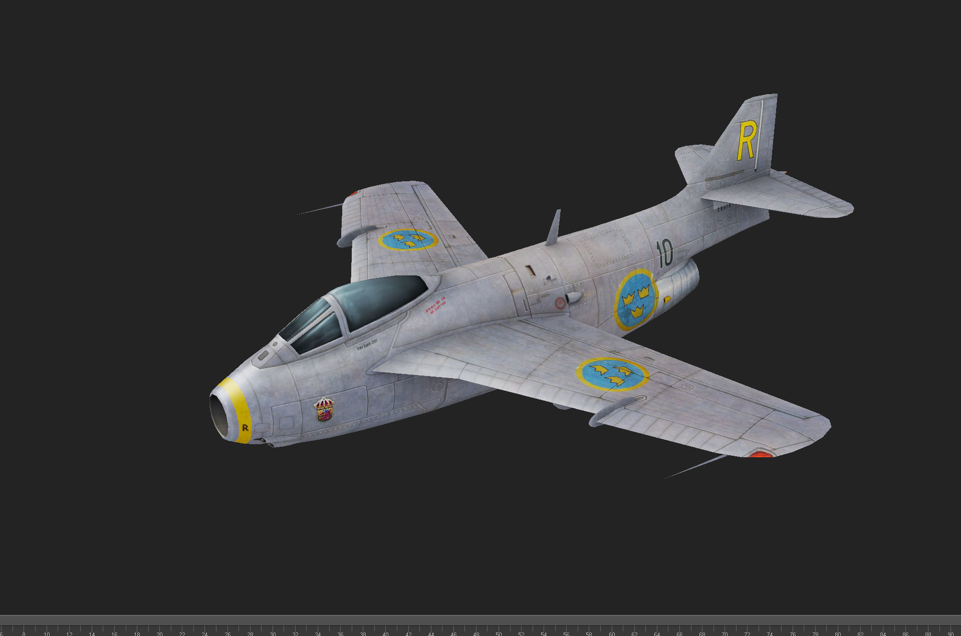 3D model The Saab 29 Tunnan Hand painted game model Low-poly 3D model ...