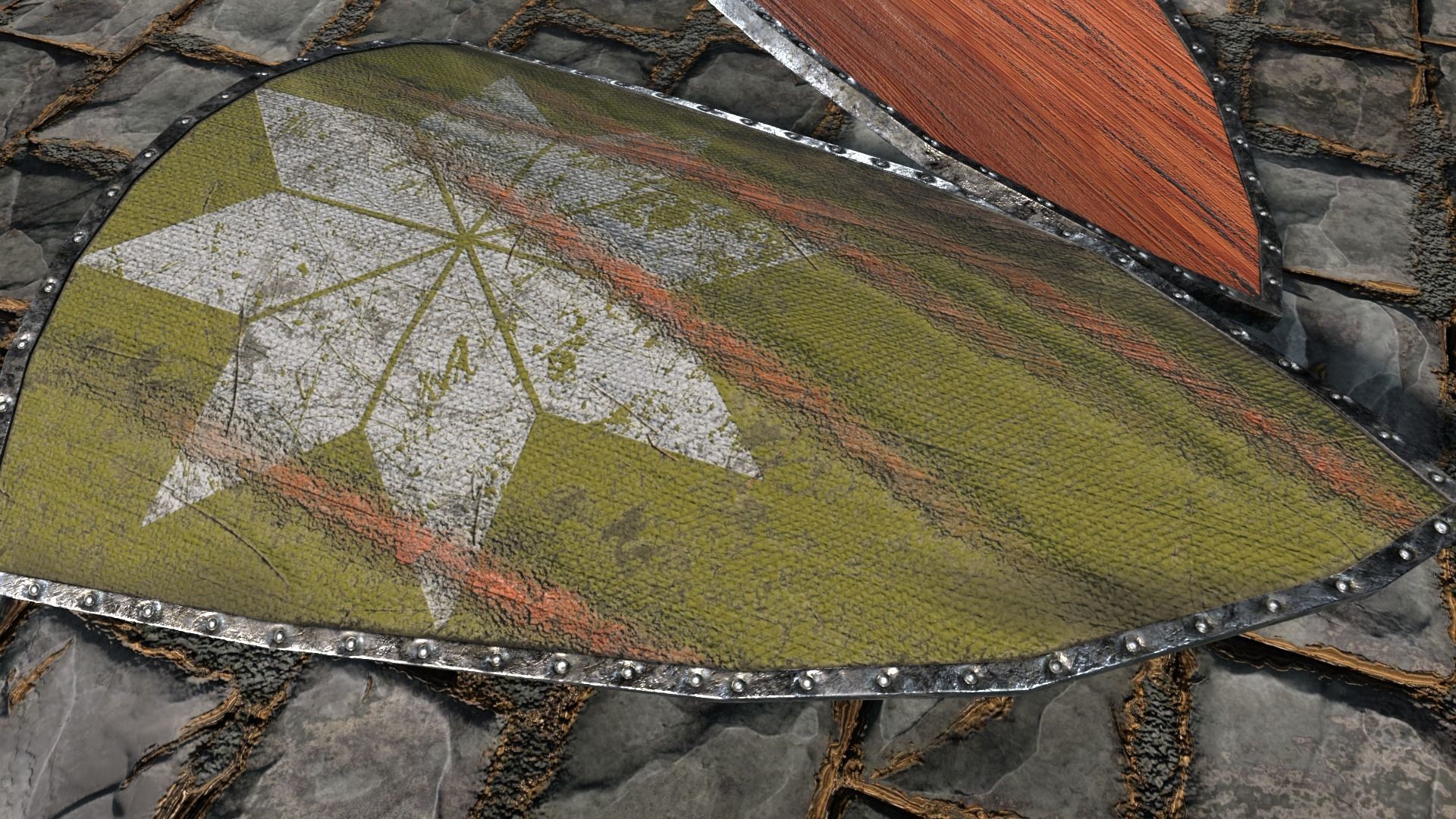 3D model Medieval round shield with coat of arms 3 VR / AR / low-poly ...