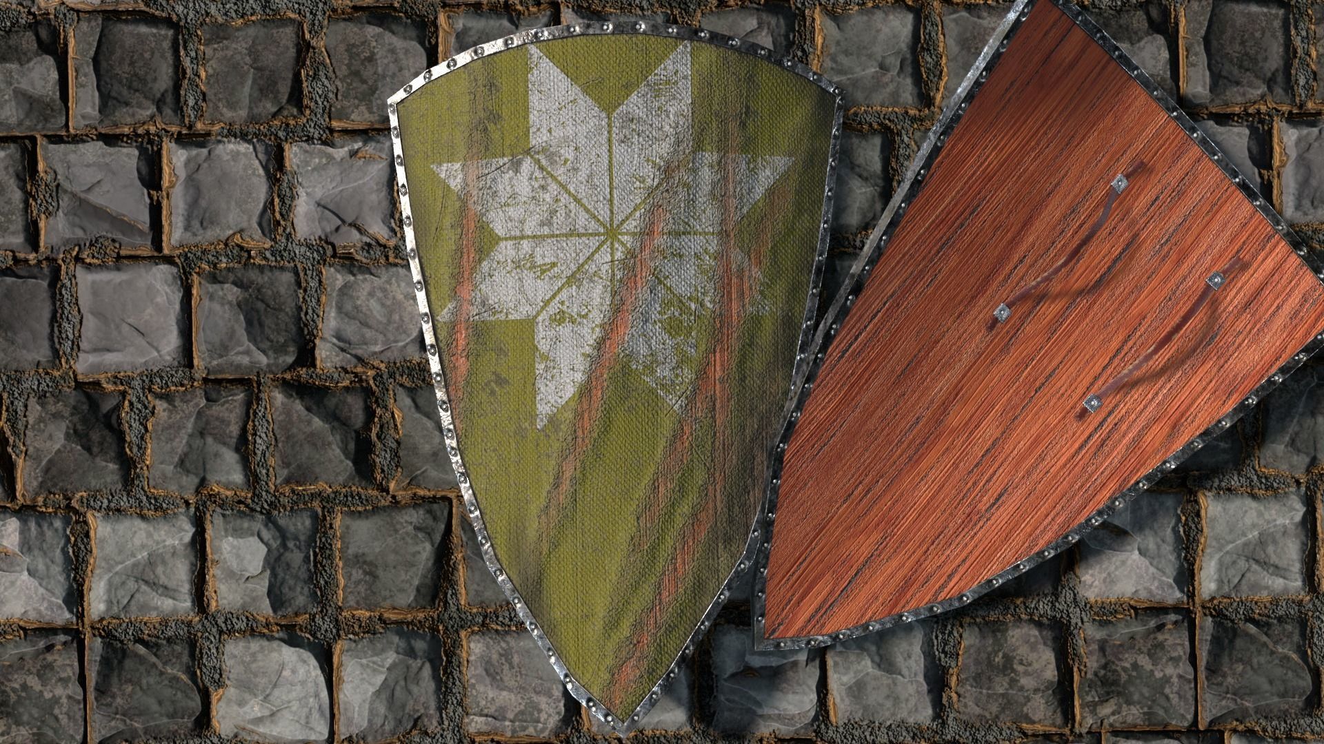 3D model Medieval round shield with coat of arms 3 VR / AR / low-poly ...
