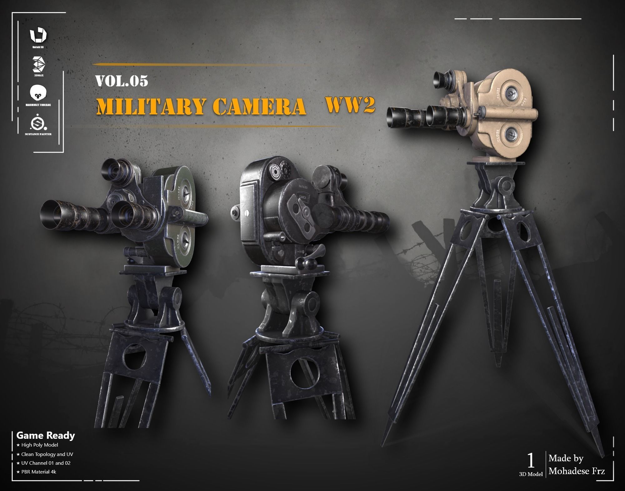 Military Camera WW2 - VOL05 - Game Ready 3D model | CGTrader