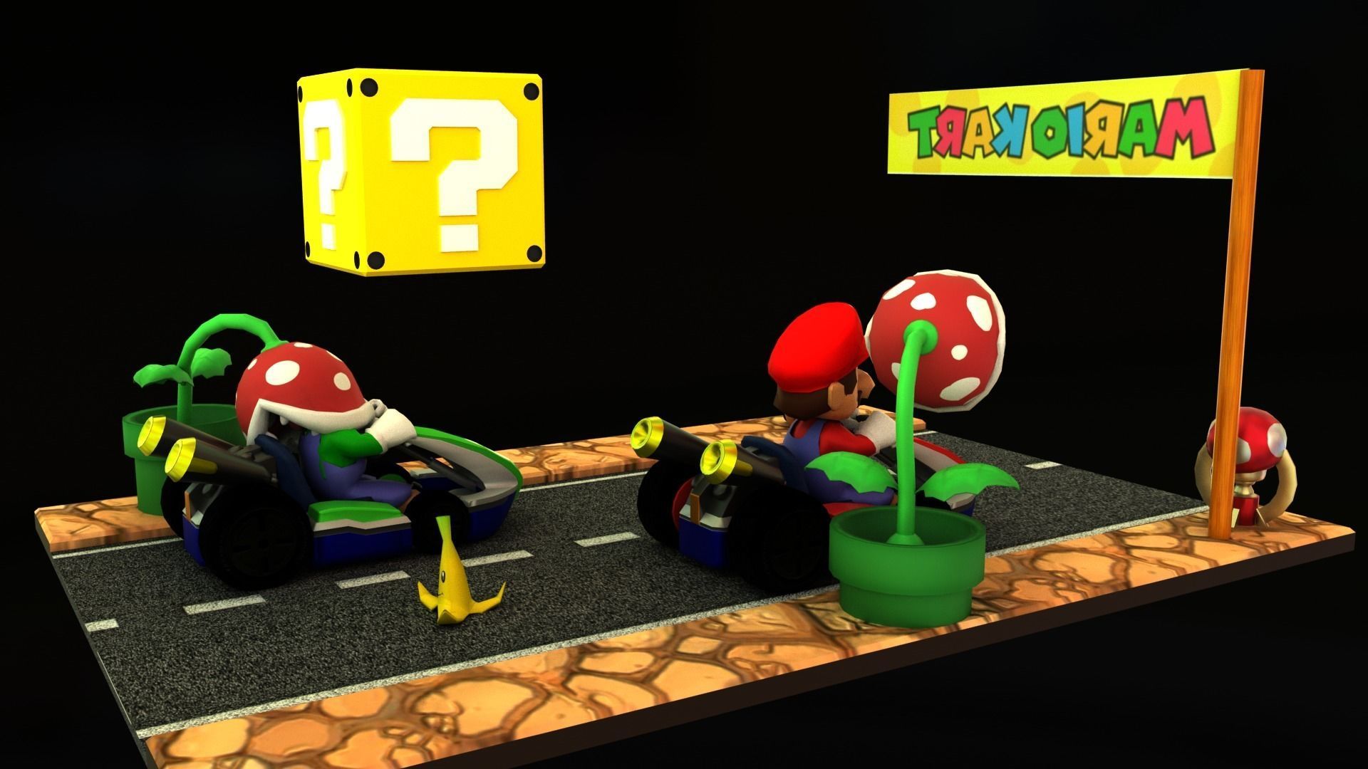 3D model Mario Kart Scene VR / AR / low-poly | CGTrader