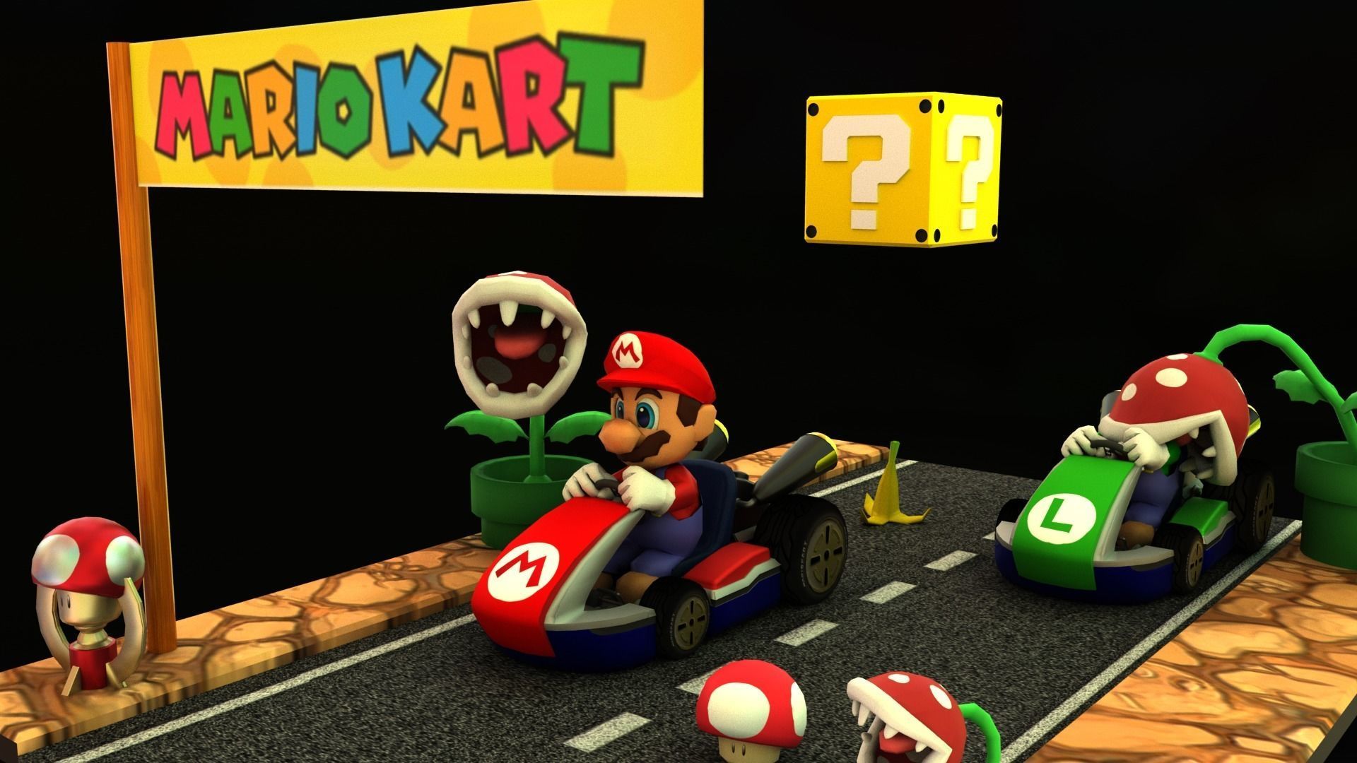 3D model Mario Kart Scene VR / AR / low-poly | CGTrader