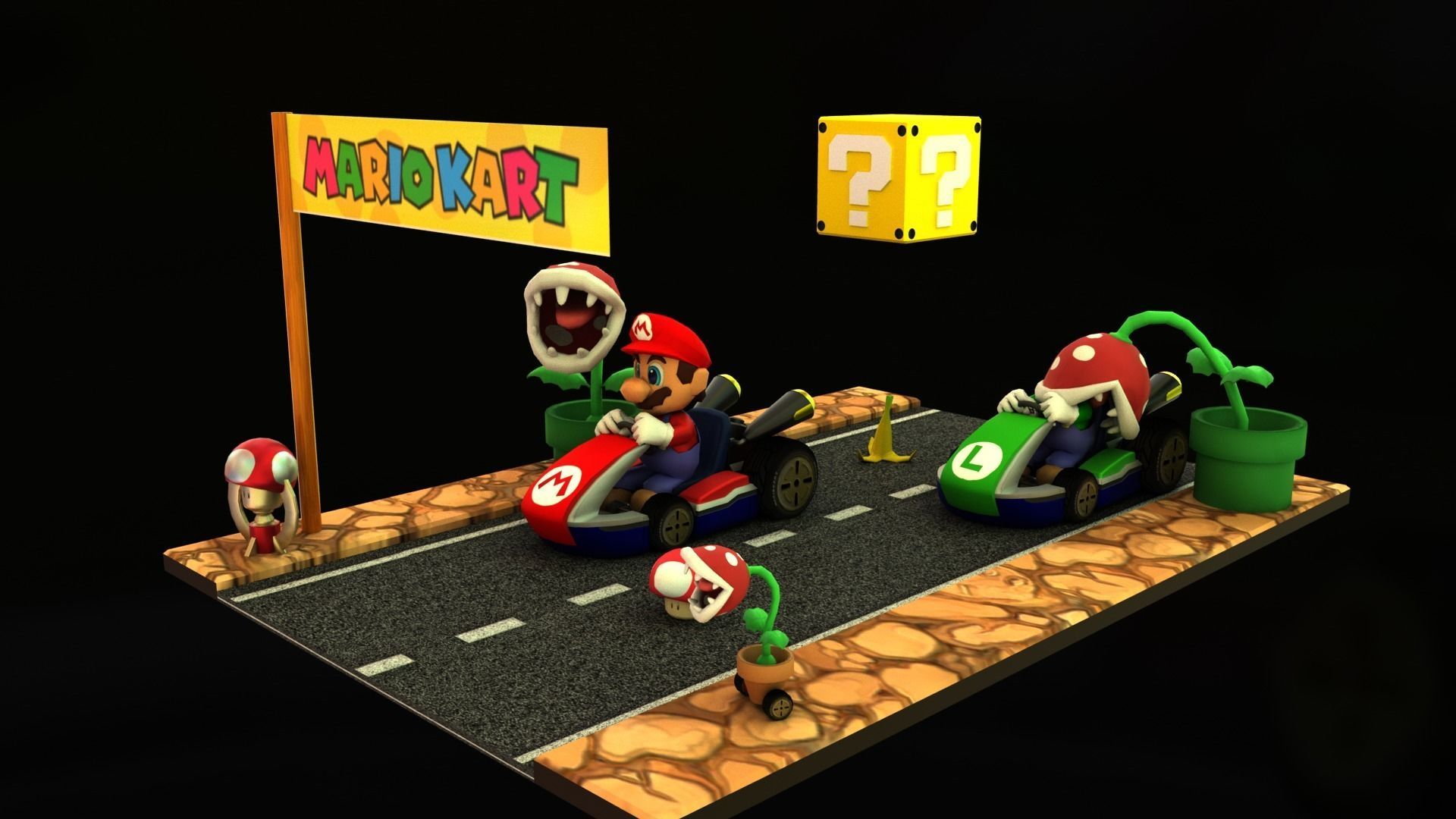 3D model Mario Kart Scene VR / AR / low-poly | CGTrader