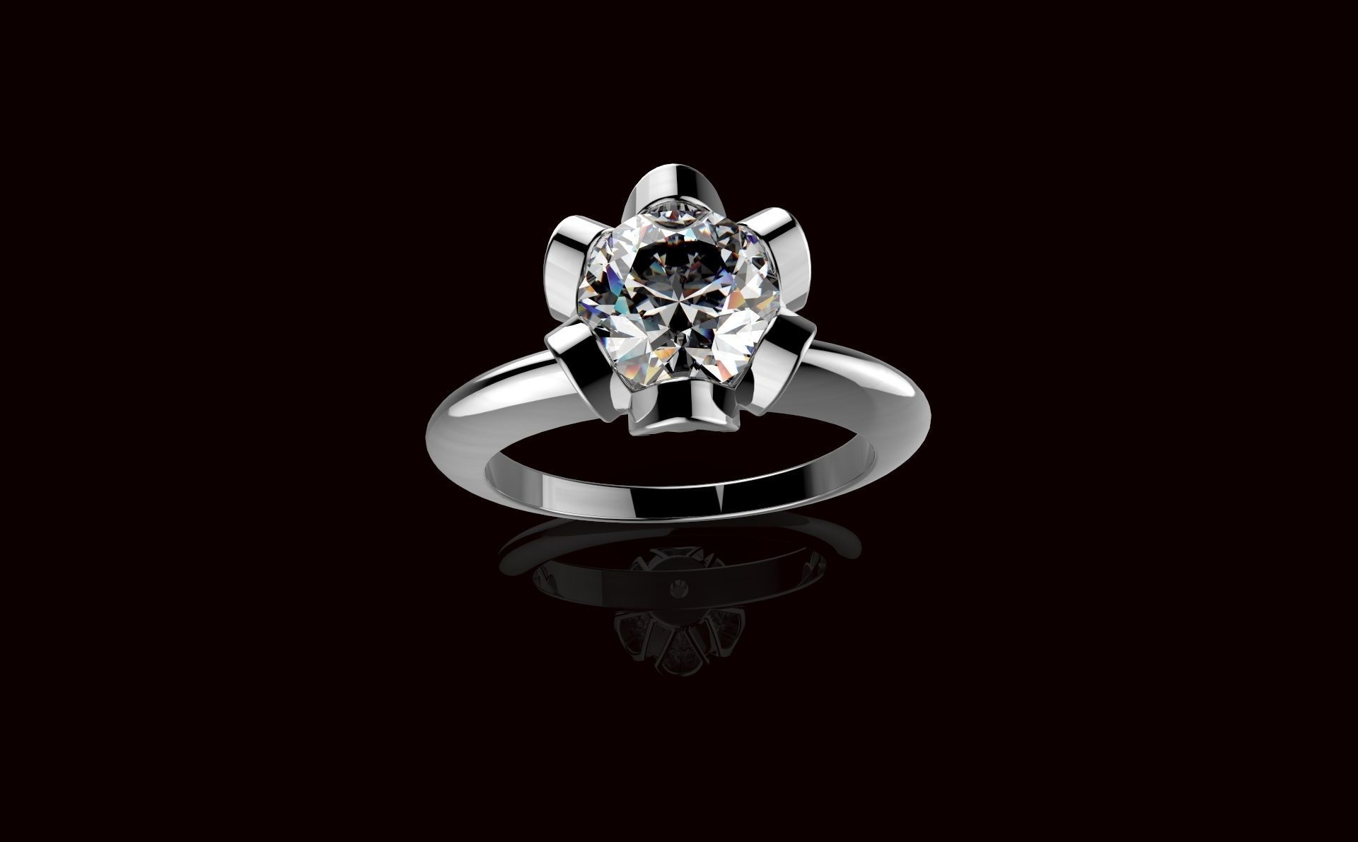 AV Disagne 66 Engangement Ring with a Diamond 3D model 3D printable ...