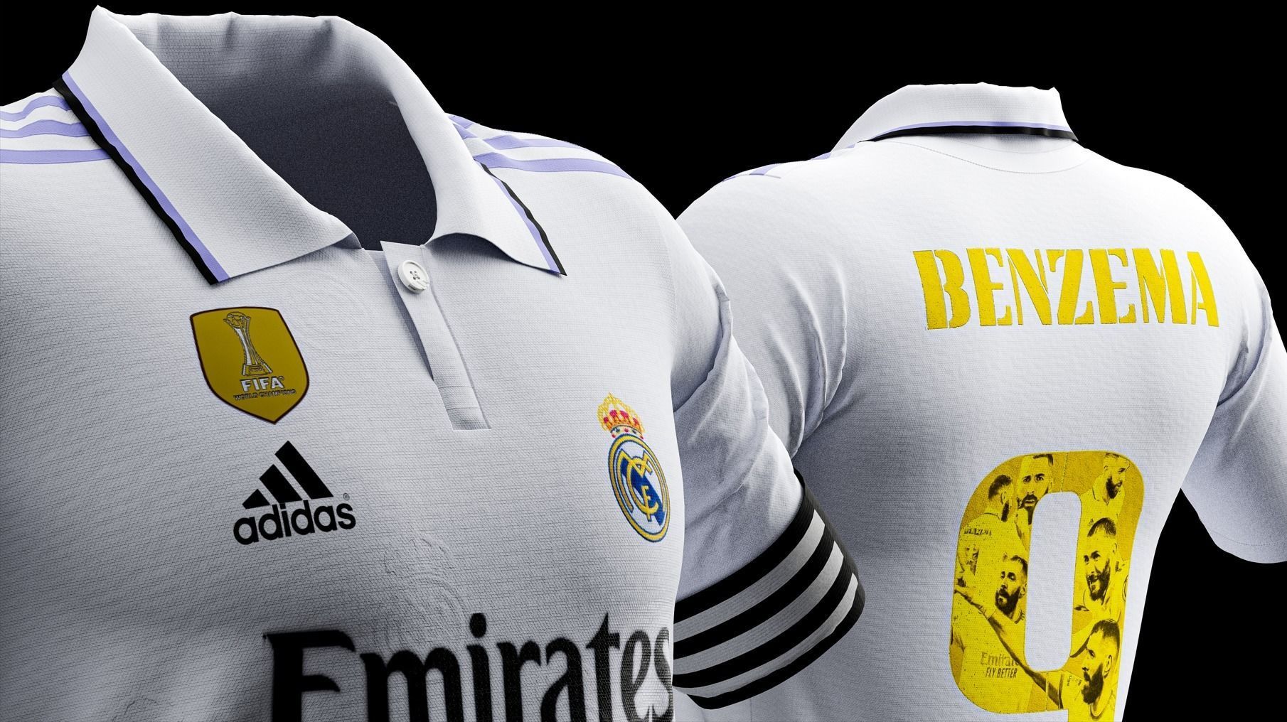 Benzema Real Madrid 2022 Home Jersey Ballon Dor Special Edition 3D ...