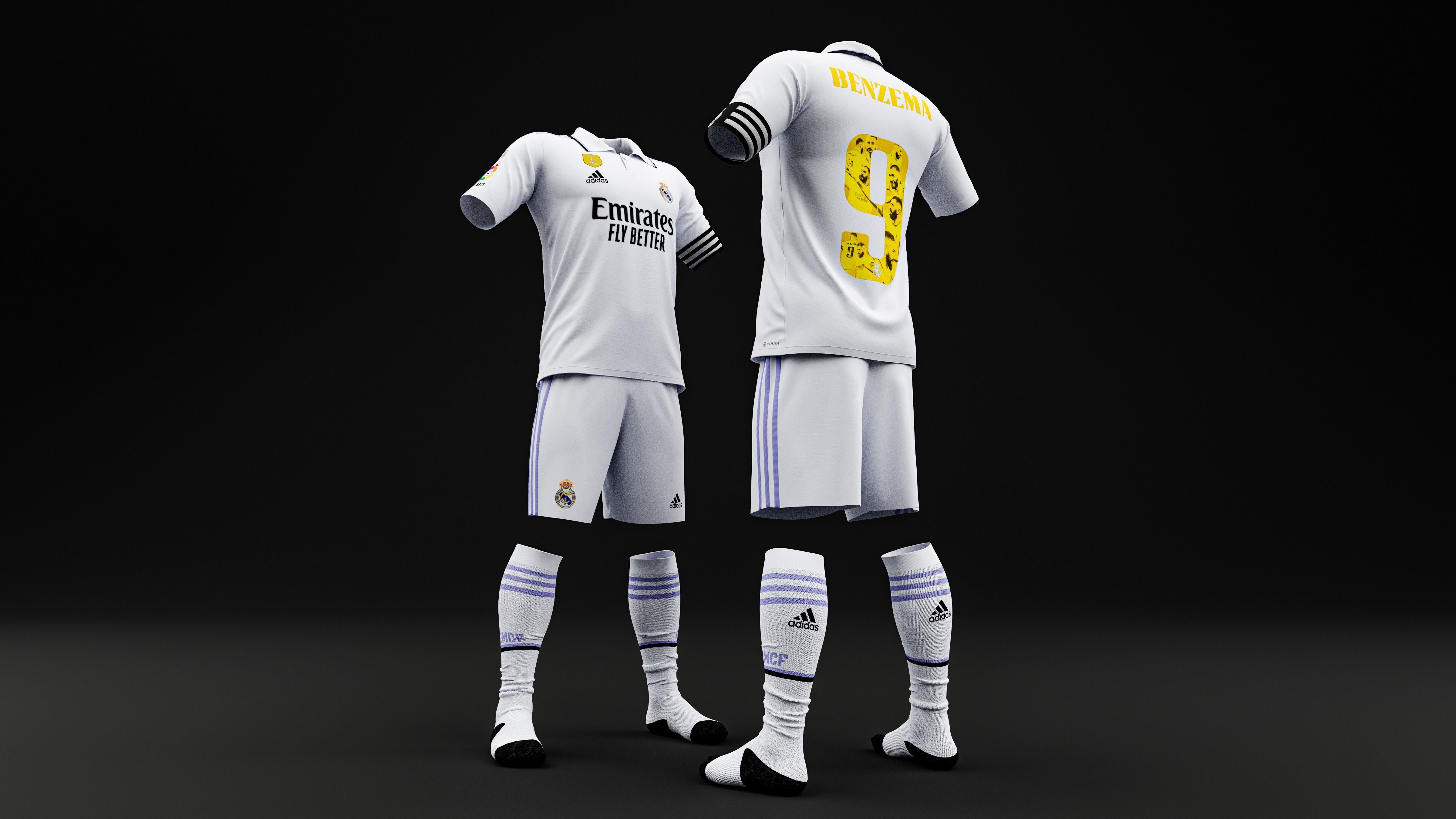 Benzema Real Madrid 2022 Home Jersey Ballon Dor Special Edition 3D ...