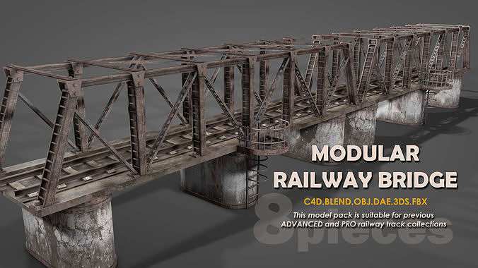 Modular Railway Bridge Pack 3D model | CGTrader
