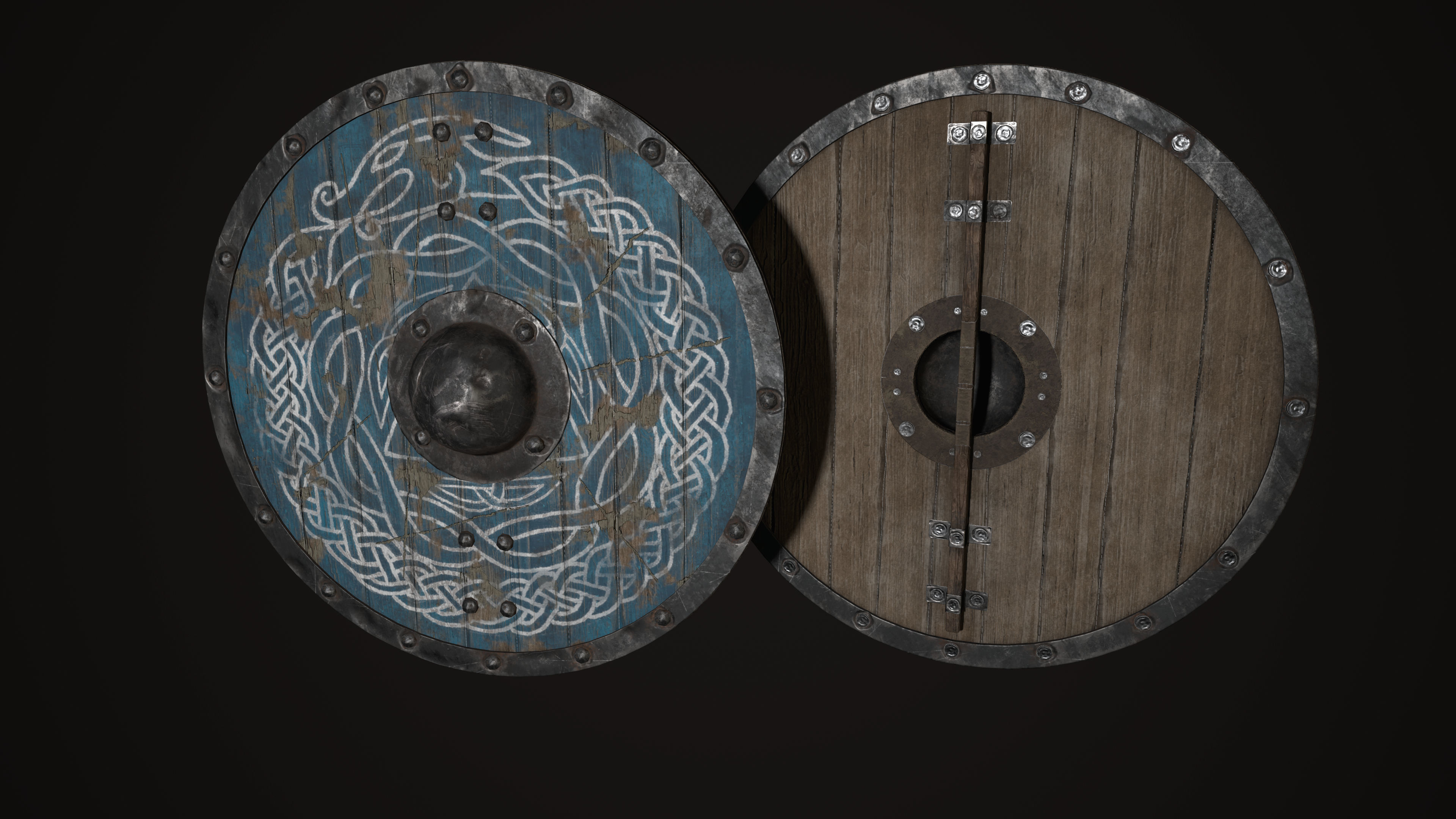 3D model Viking sword and shield with Midgard serpent VR / AR / low ...