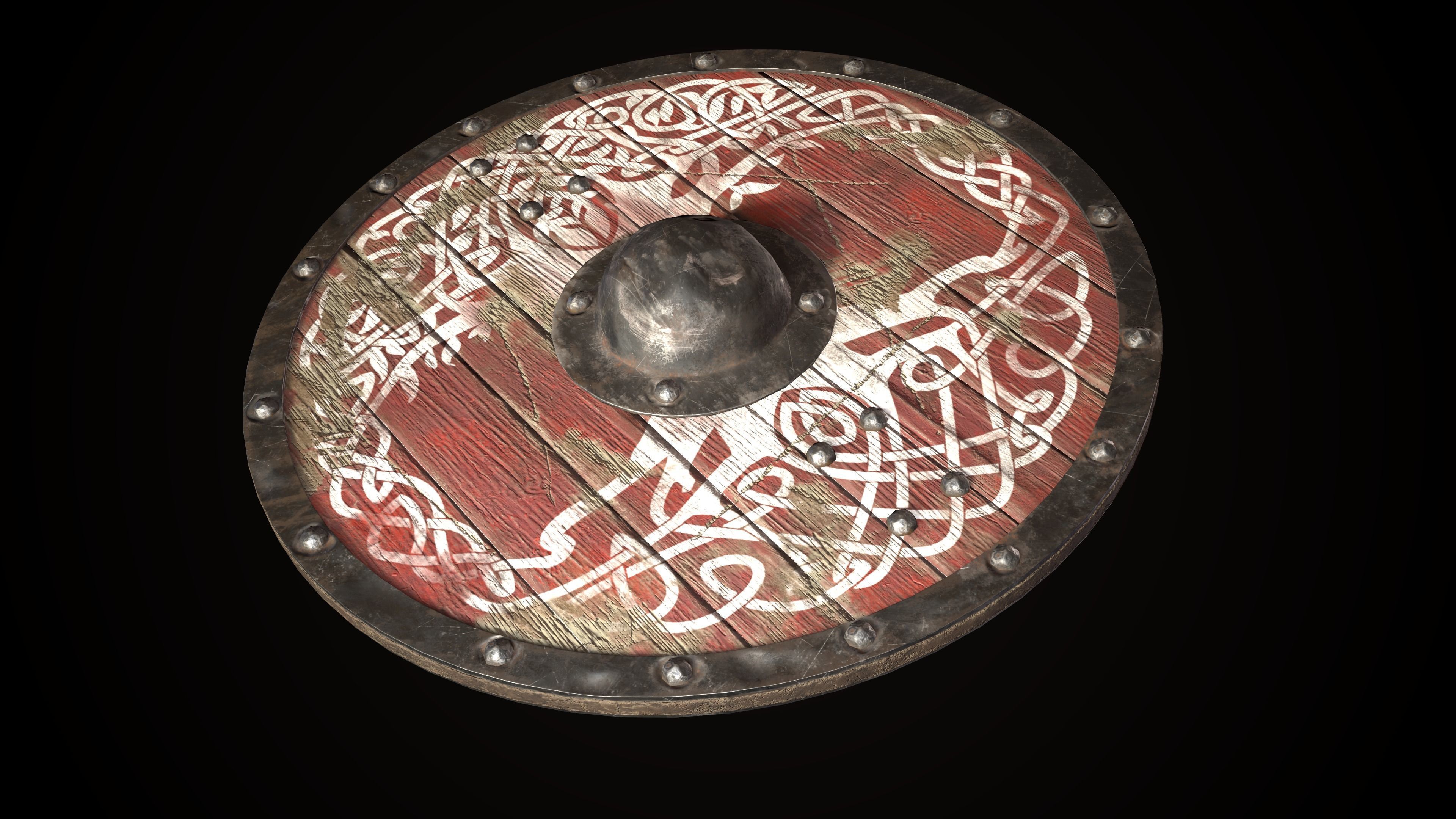 3D model Viking sword and shield with Yggdrasil VR / AR / low-poly ...