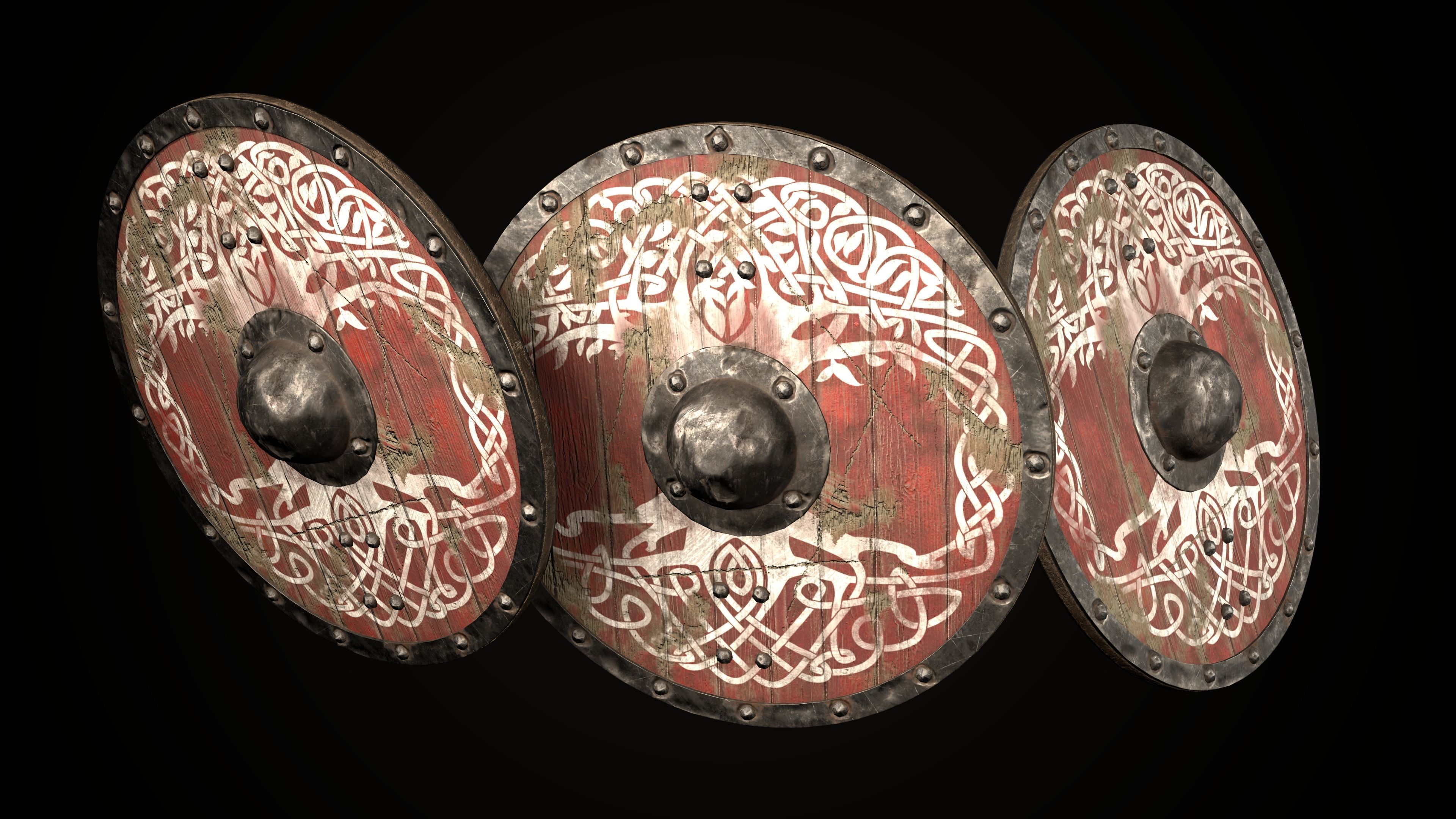 3D model Viking sword and shield with Yggdrasil VR / AR / low-poly ...