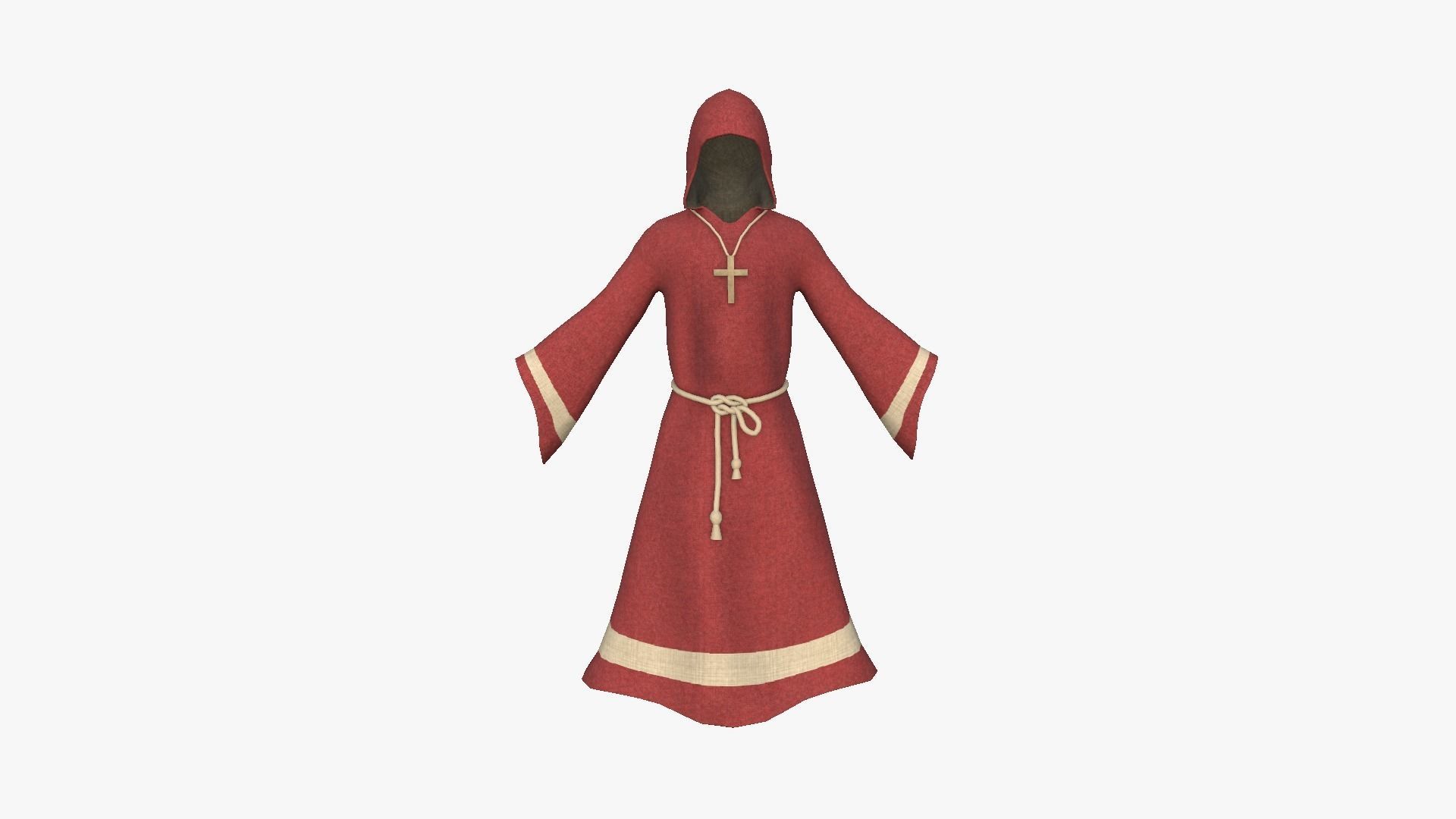 3D model Priest Outfit A07 Red - Character Clothing Design VR / AR ...