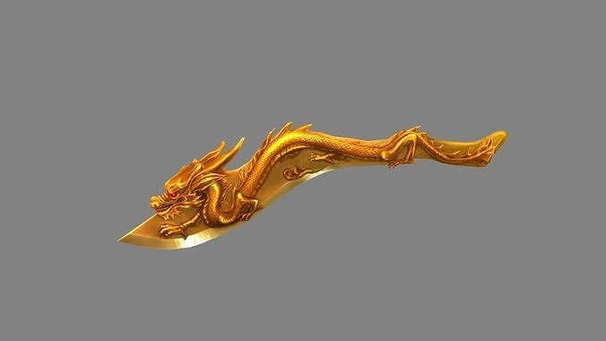 3D model Golden Dragon Dagger - Ancient weapons VR / AR / low-poly ...