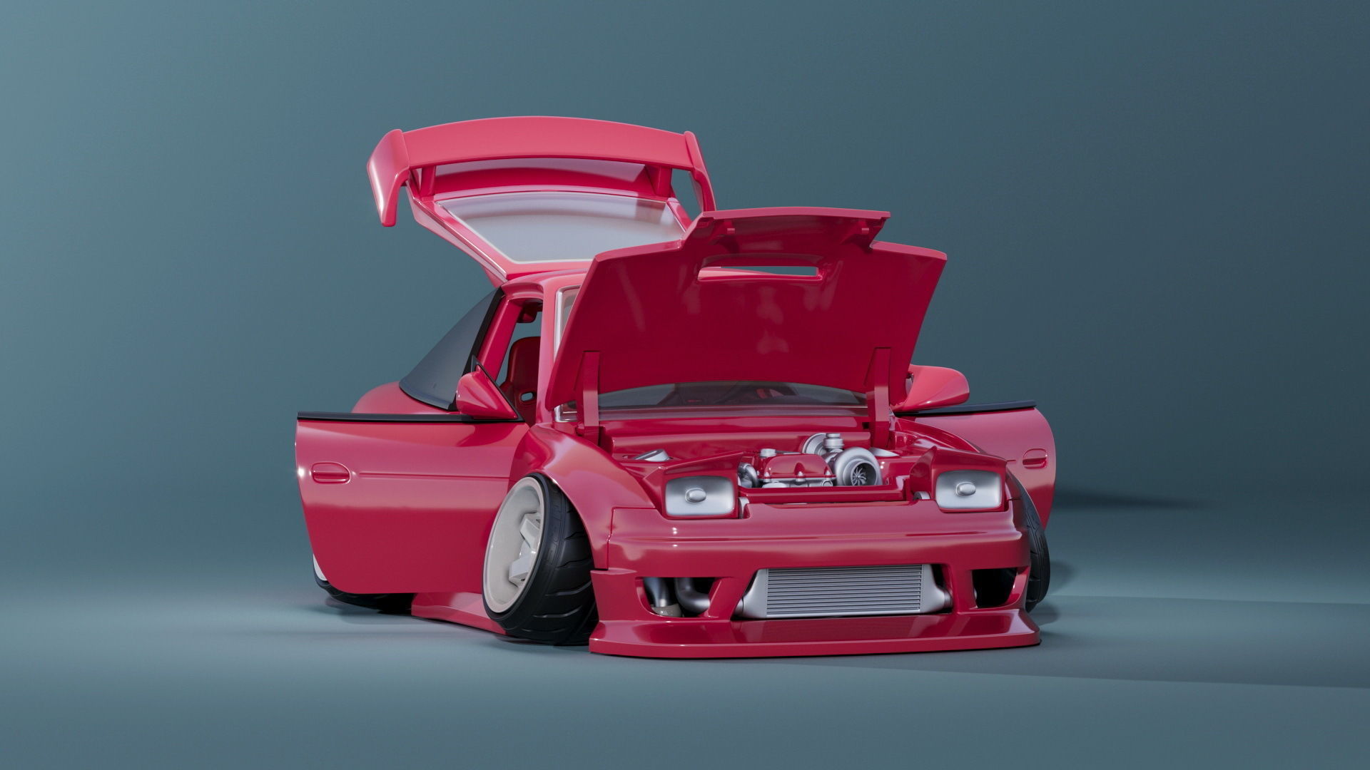 Nissan 200sx s13 tooned car model kit for 3d print 3D model 3D ...