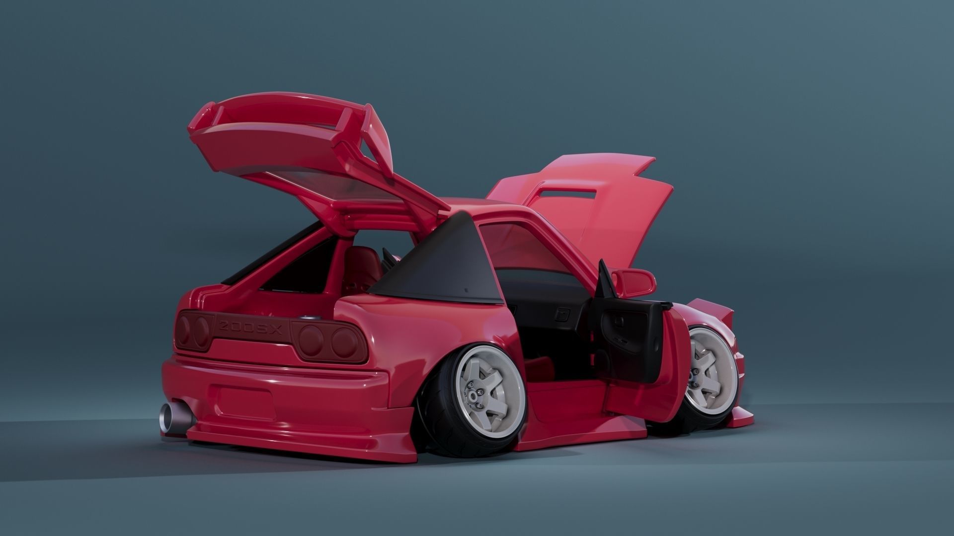 Nissan 200sx s13 tooned car model kit for 3d print 3D model 3D ...