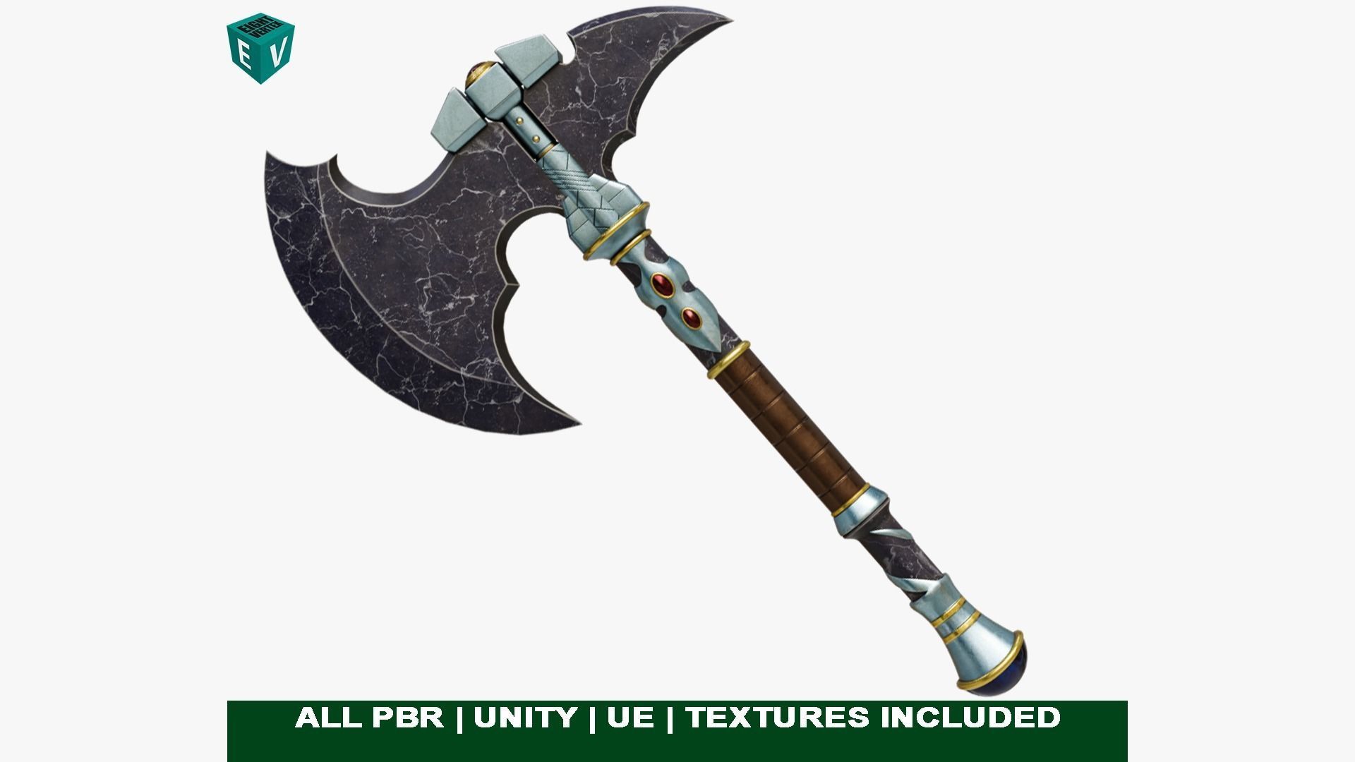 3D model Battle Axe 08 All PBR Unity UE Textures Included VR / AR / low ...