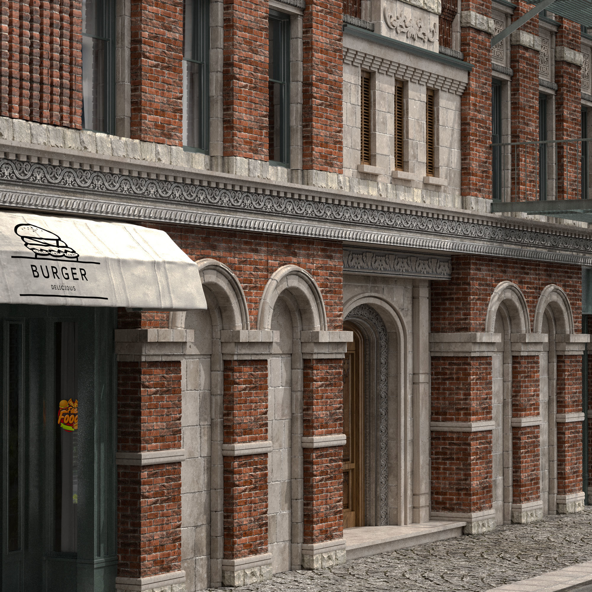 brick building 2 3D model | CGTrader