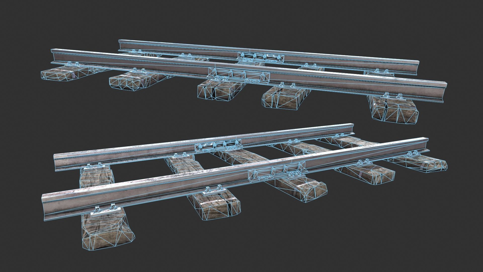 3D model Wooden Railway Tracks VR / AR / low-poly | CGTrader