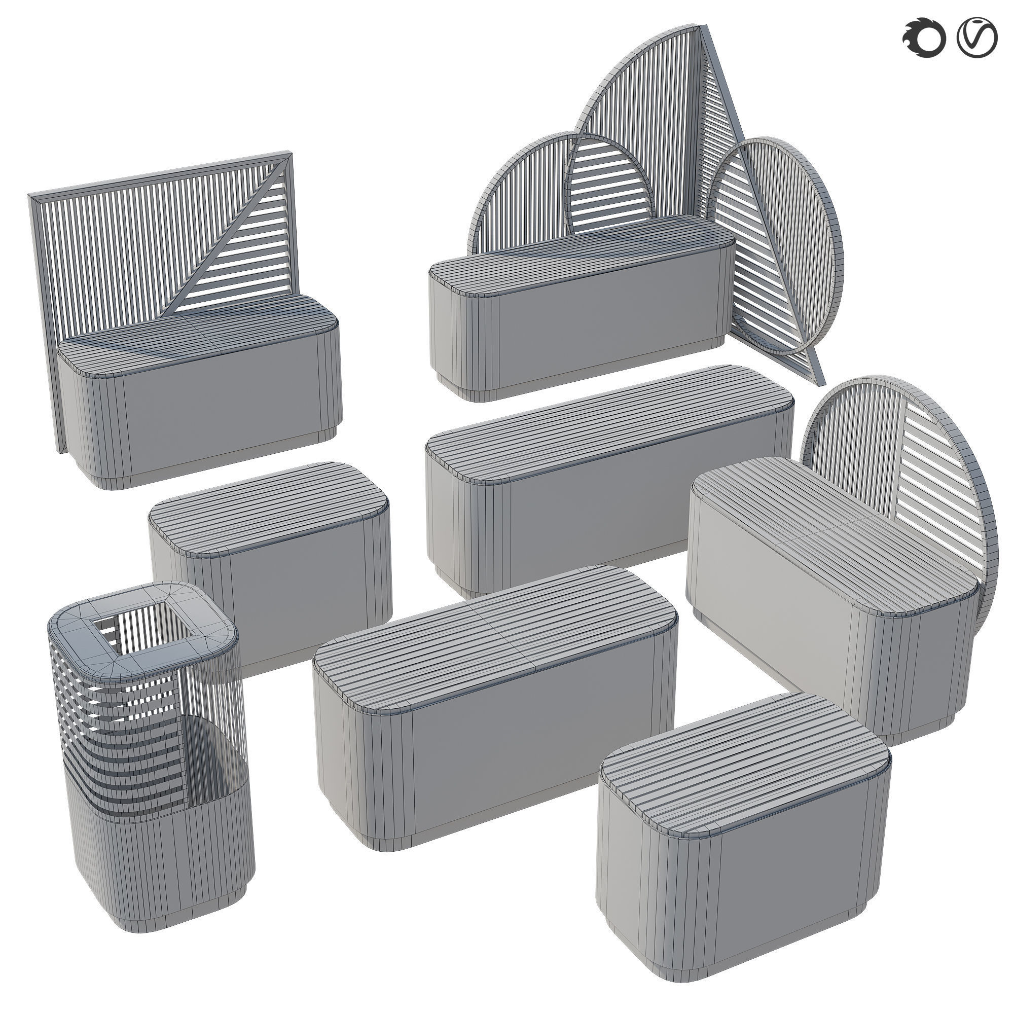 Bench and urn Alphabet 3D model | CGTrader