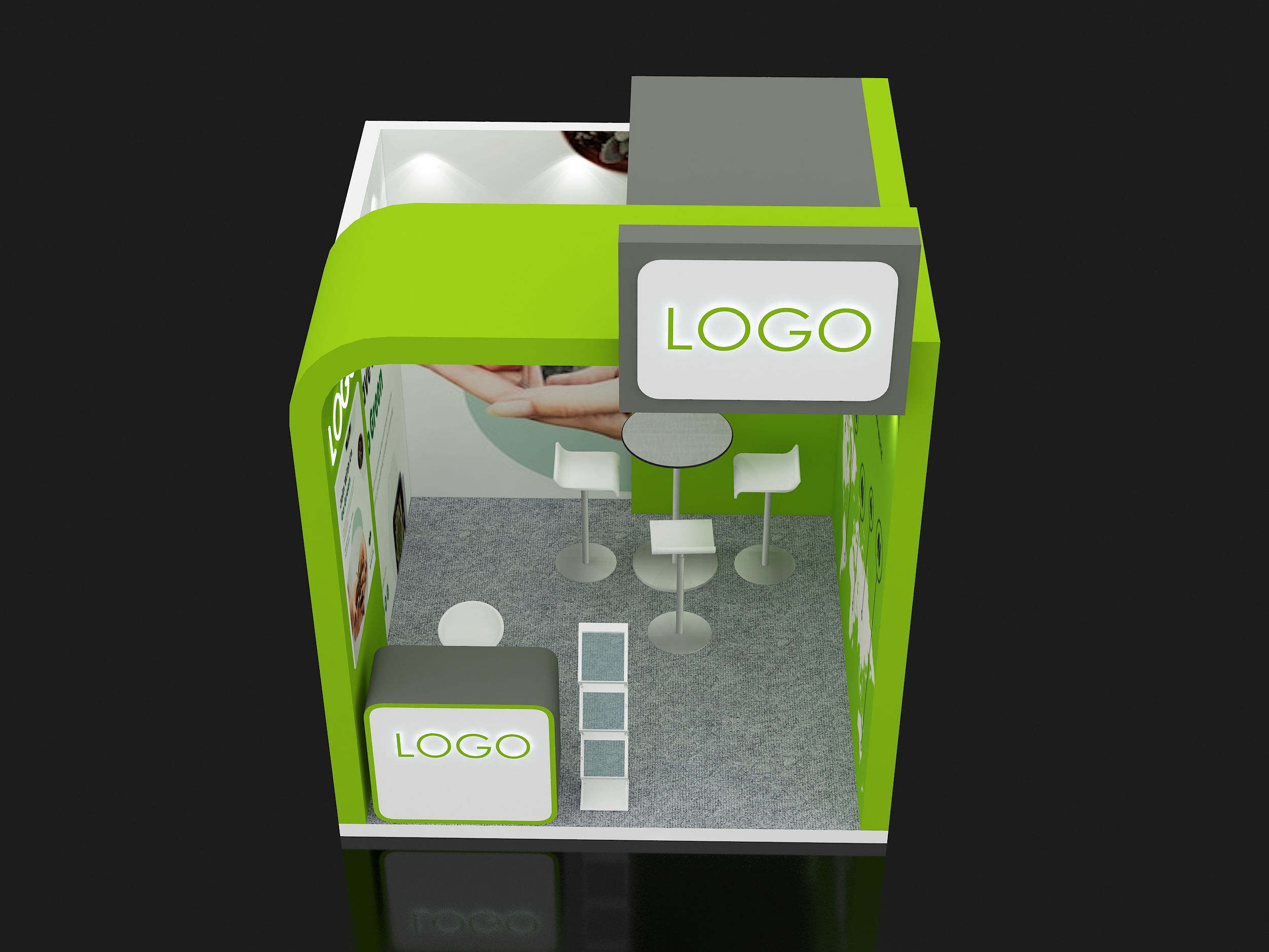 exhibition booth design 3x3m 3D model 3D printable | CGTrader
