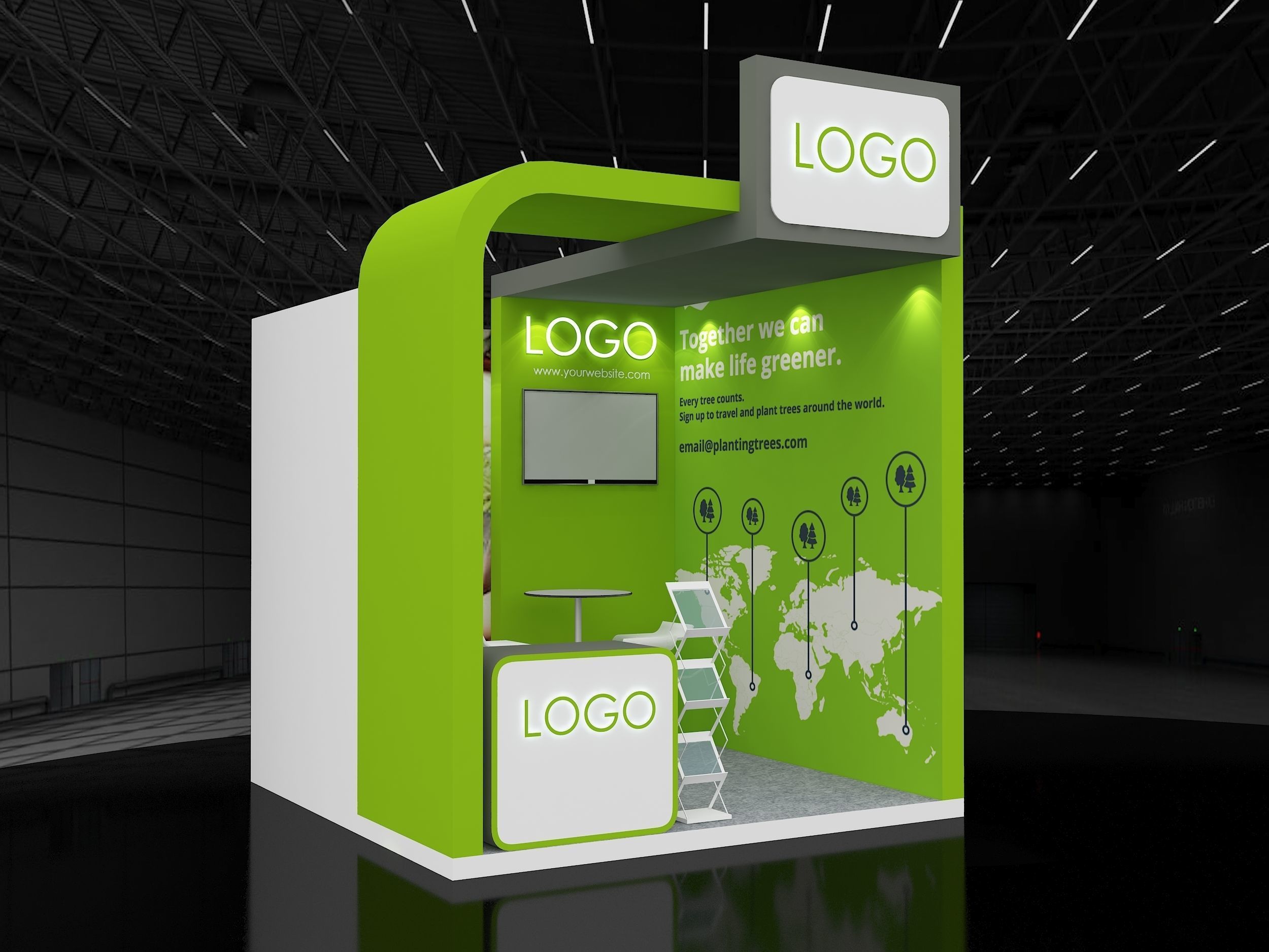 exhibition booth design 3x3m 3D model 3D printable | CGTrader
