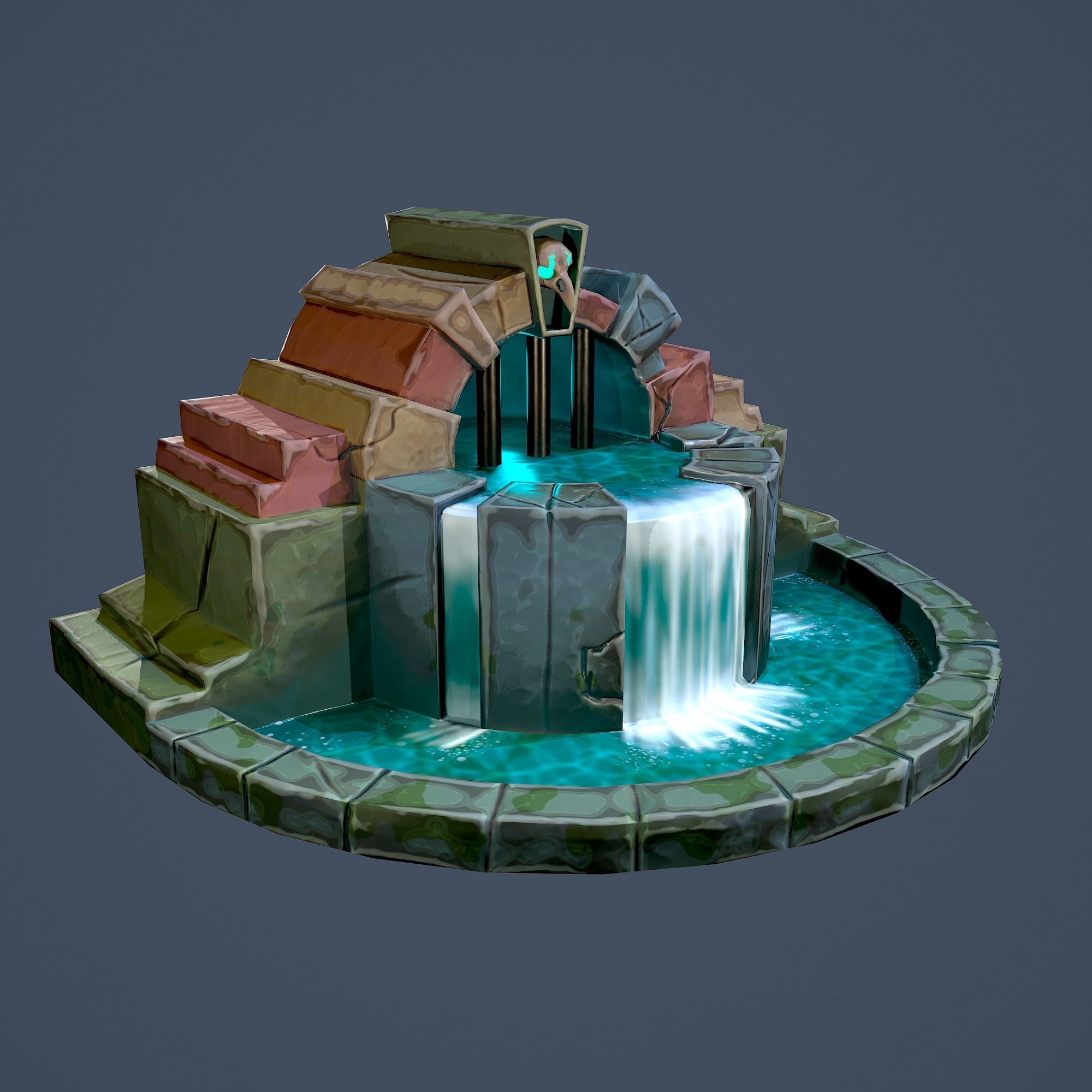 3D model Stylized fountains set - PBR Game Ready VR / AR / low-poly ...