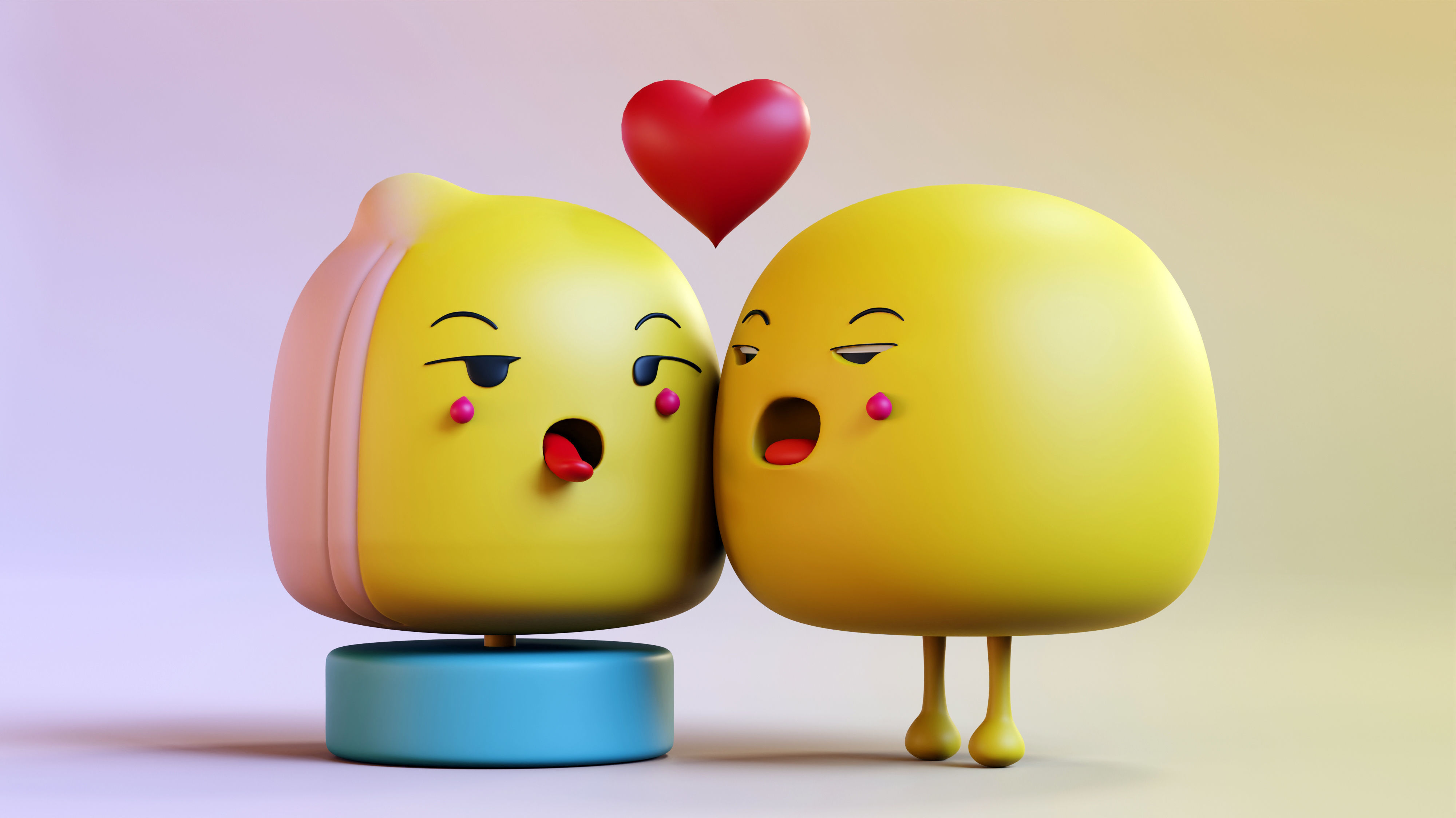 3D model Cute Emoji Couple in Love VR / AR / low-poly | CGTrader