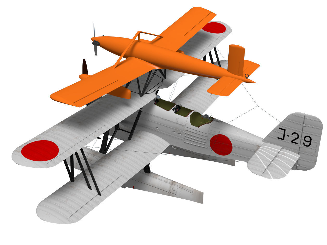 Kawanishi E7K2 Alf and Type1 target plane 3D model | CGTrader
