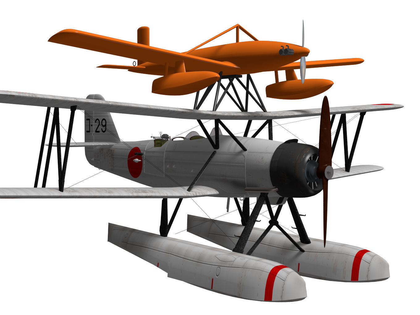 Kawanishi E7K2 Alf and Type1 target plane 3D model | CGTrader