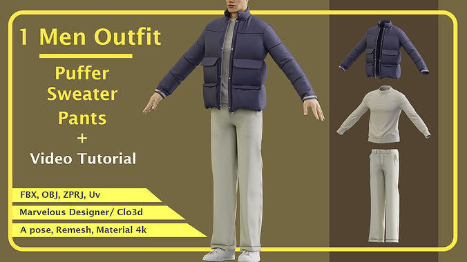 1 Set of 3 Garments for Men with Marvelous Designer 3D model | CGTrader
