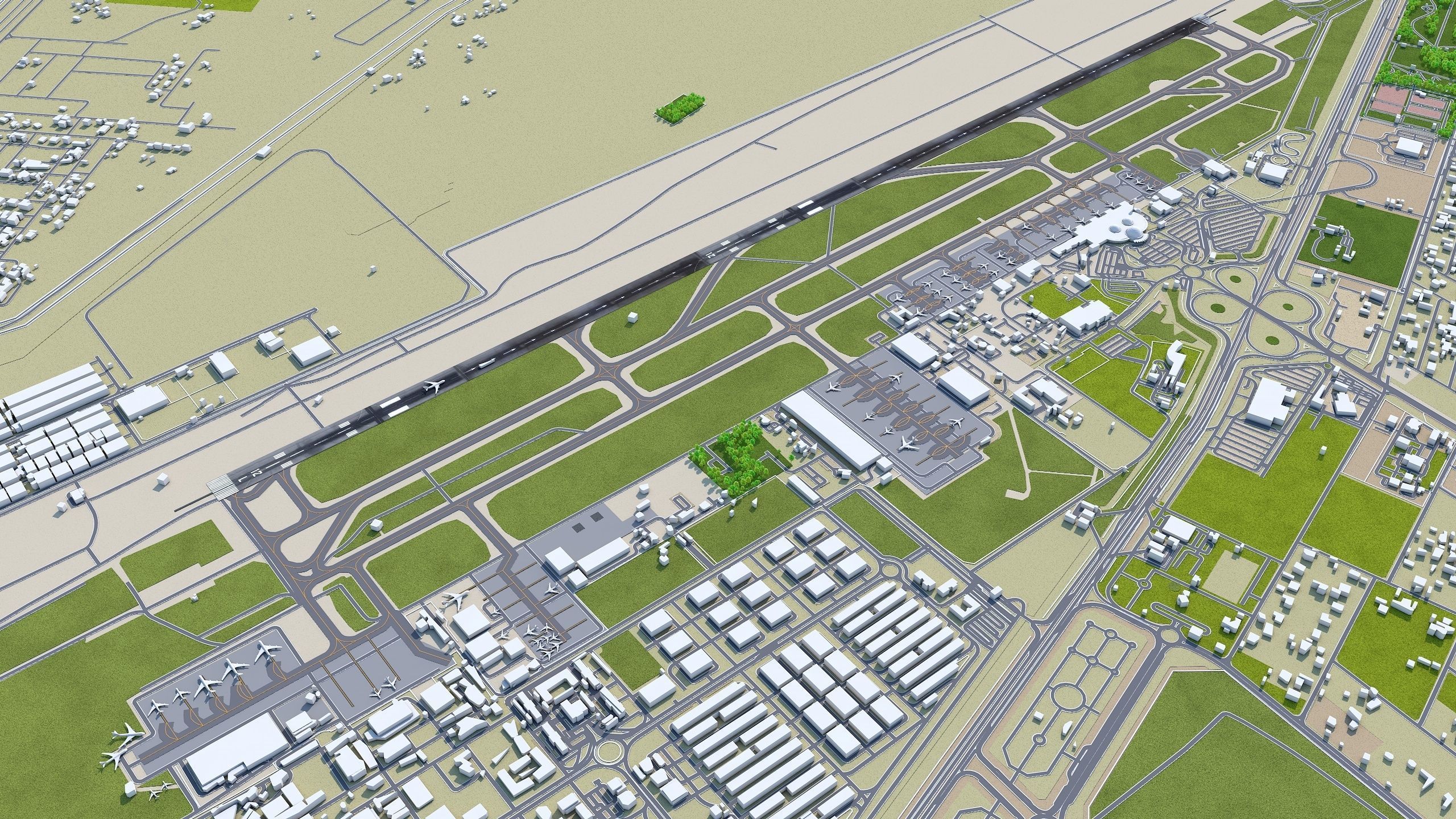 3D model Sharjah Airport 10km VR / AR / low-poly | CGTrader