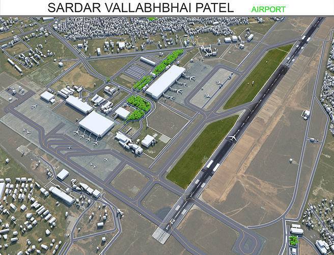 3D model Sardar Vallabhbhai Patel International Airport Ahmedabad 10km ...