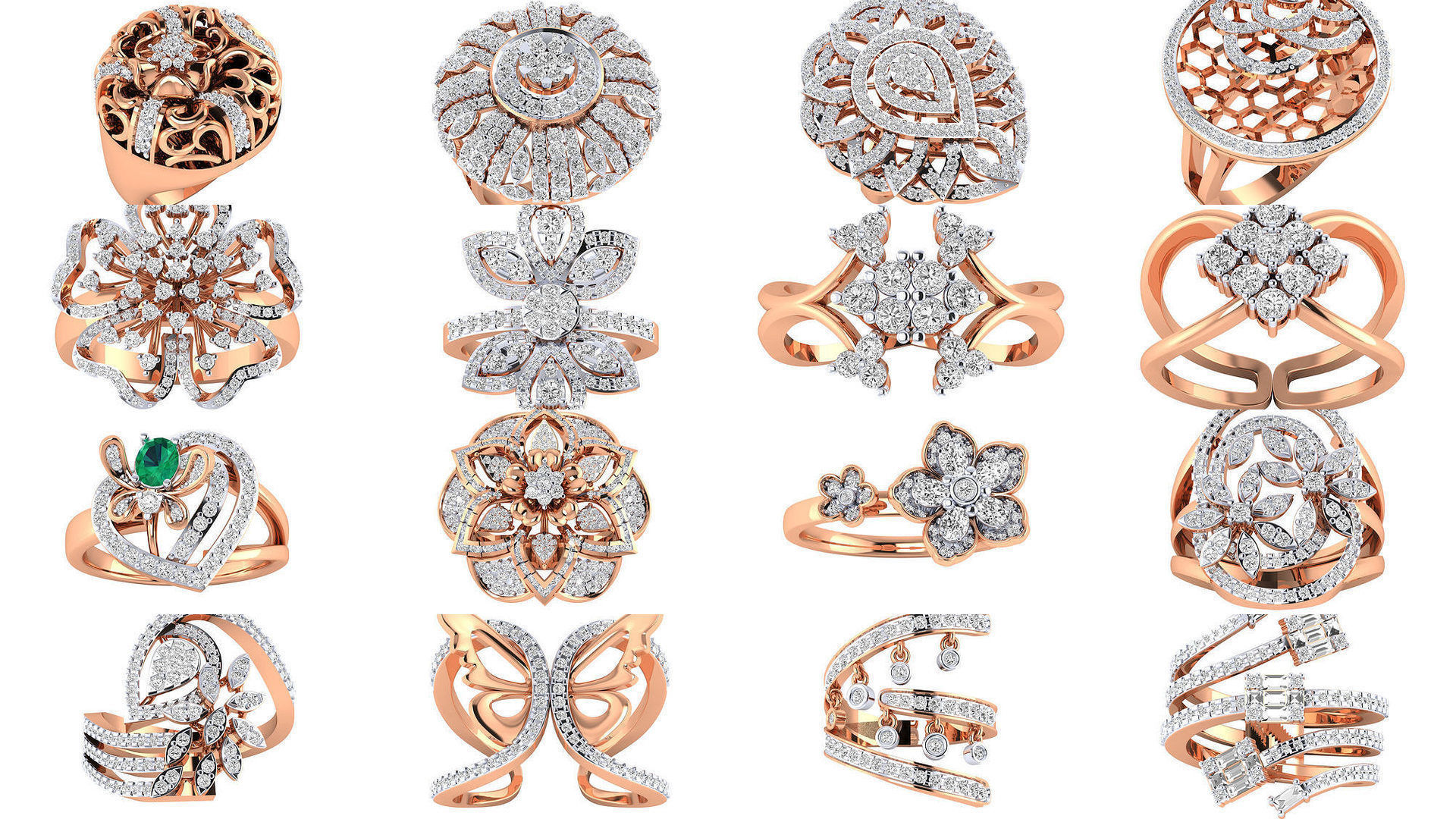 35 Women Coctail Ring STL OBJ FBX Renders Details Collection | CGTrader