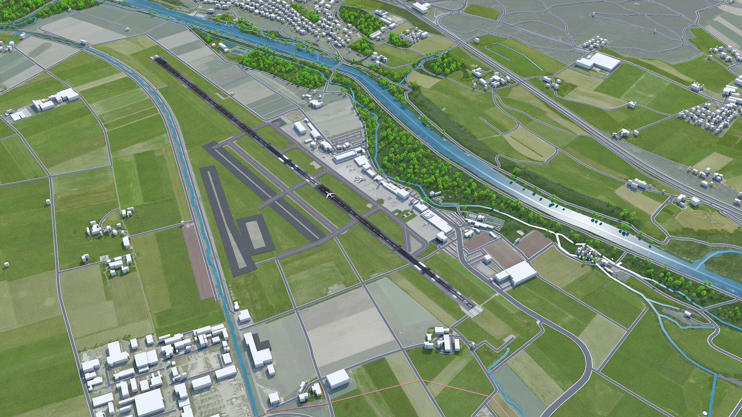 3D model Bern Airport 10km VR / AR / low-poly | CGTrader