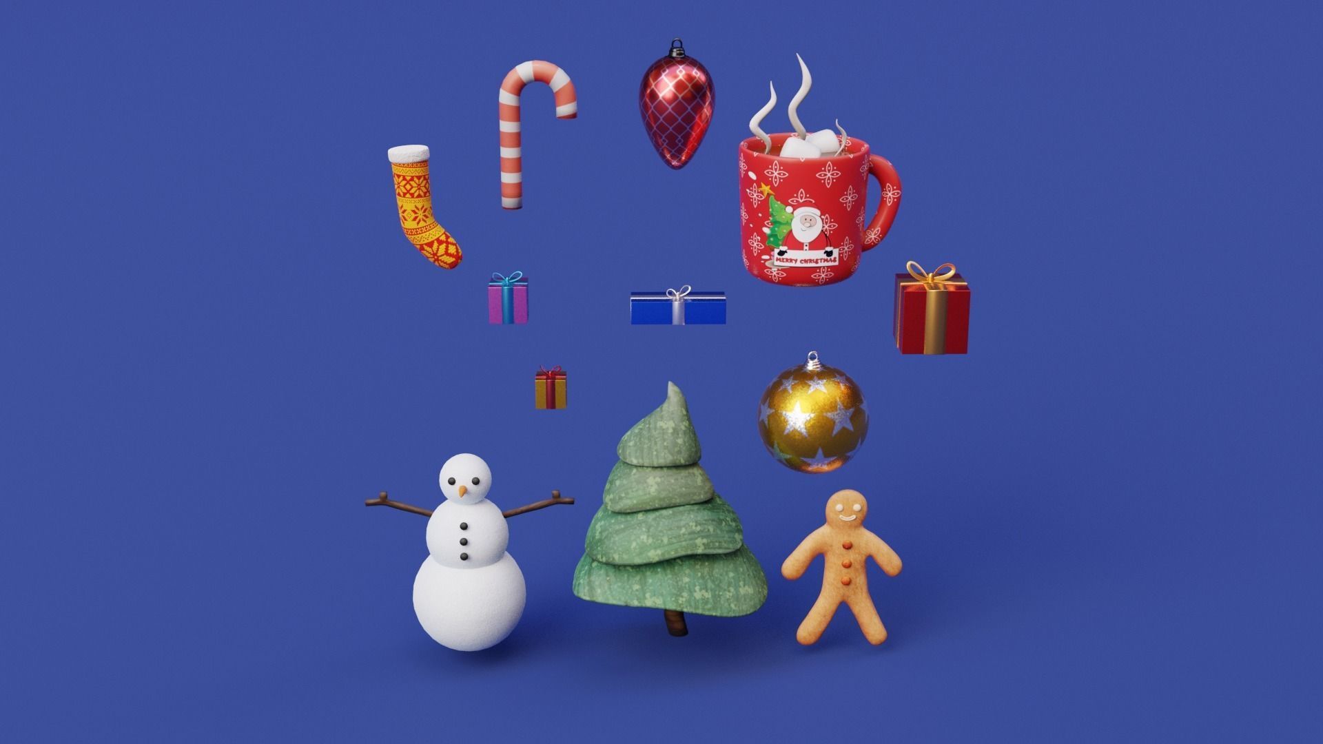 Christmas Icons 3D model | CGTrader