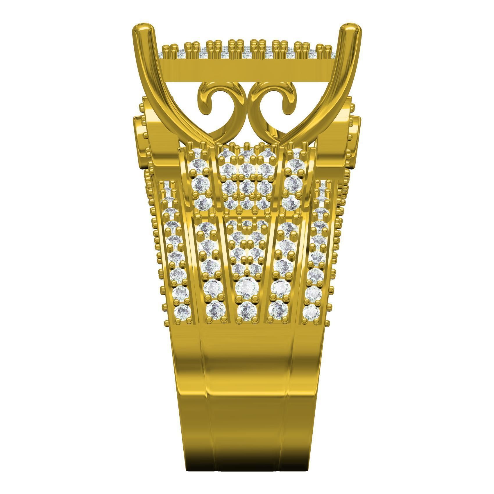 Square Shape Head Wide Band Cocktail Rong for Women 3D model 3D ...