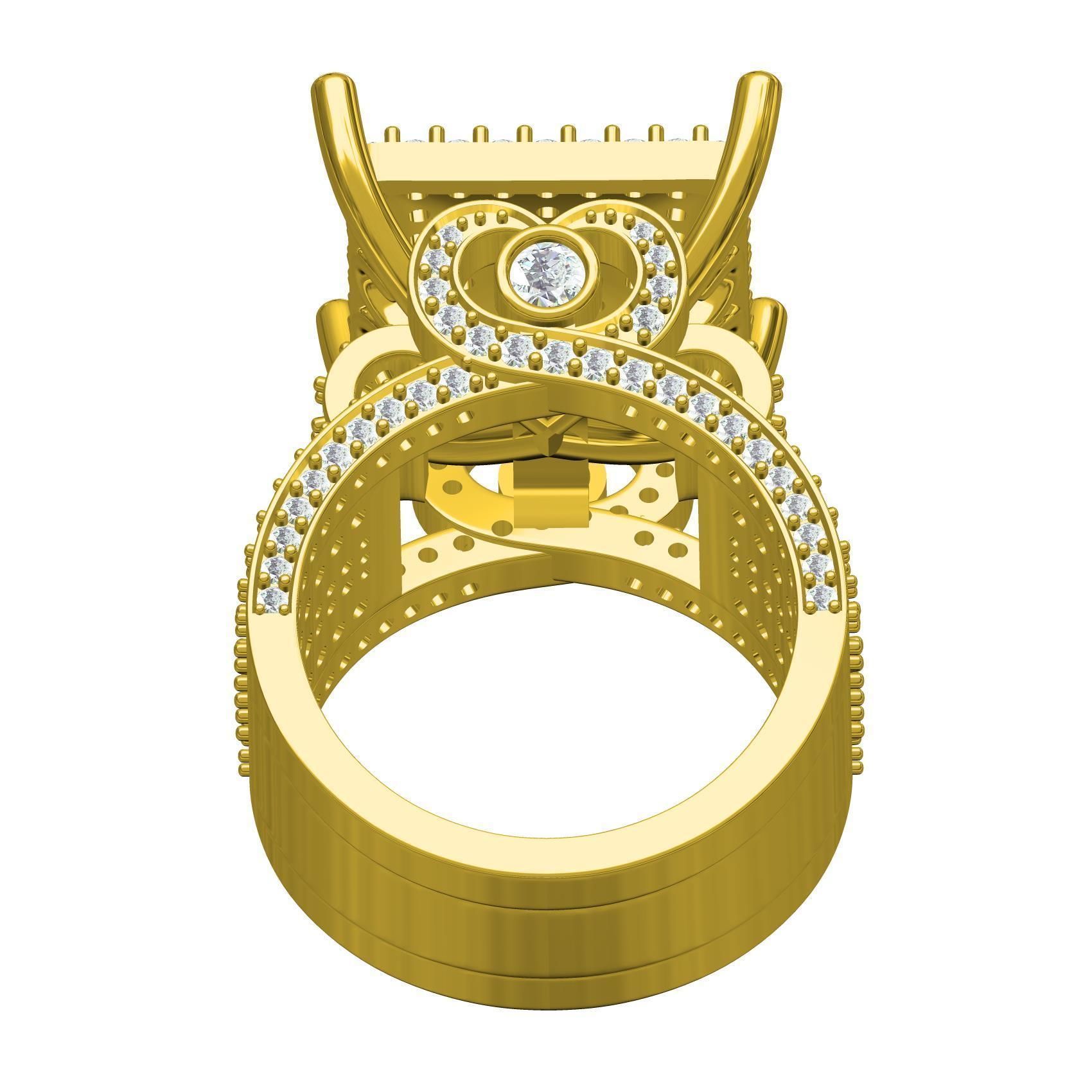 Square Shape Head Wide Band Cocktail Rong for Women 3D model 3D ...